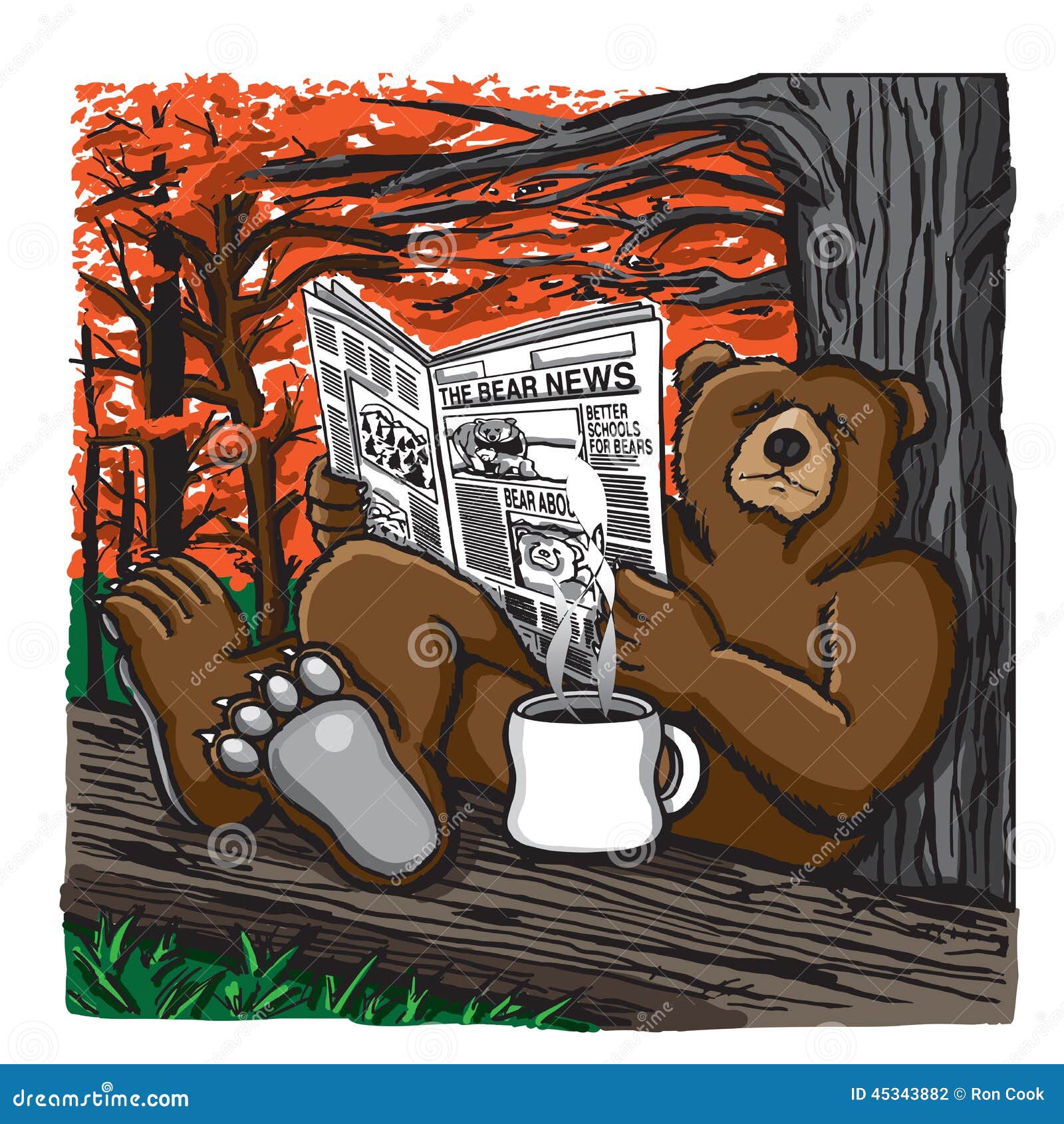 Man Reading Newspaper Having Inquiries Vector Cartoon Illustration ...