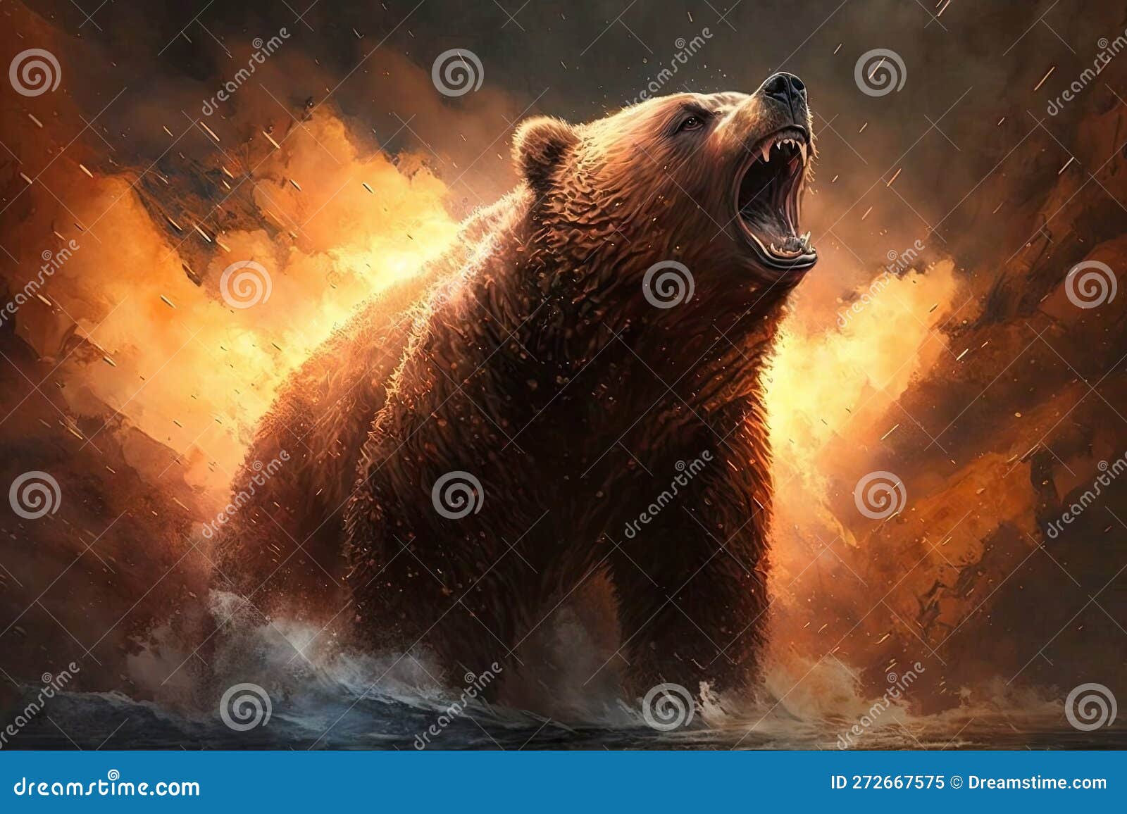 Bear, Roaring in Fierce Determination, As it Protects Its Territory ...