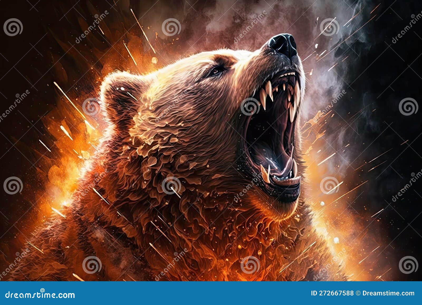 Bear, Roaring in Fierce Determination, As it Protects Its Territory ...