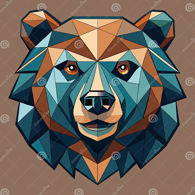 A Bear S Head Formed with Sharp, Angular Geometric Shapes, Vector ...