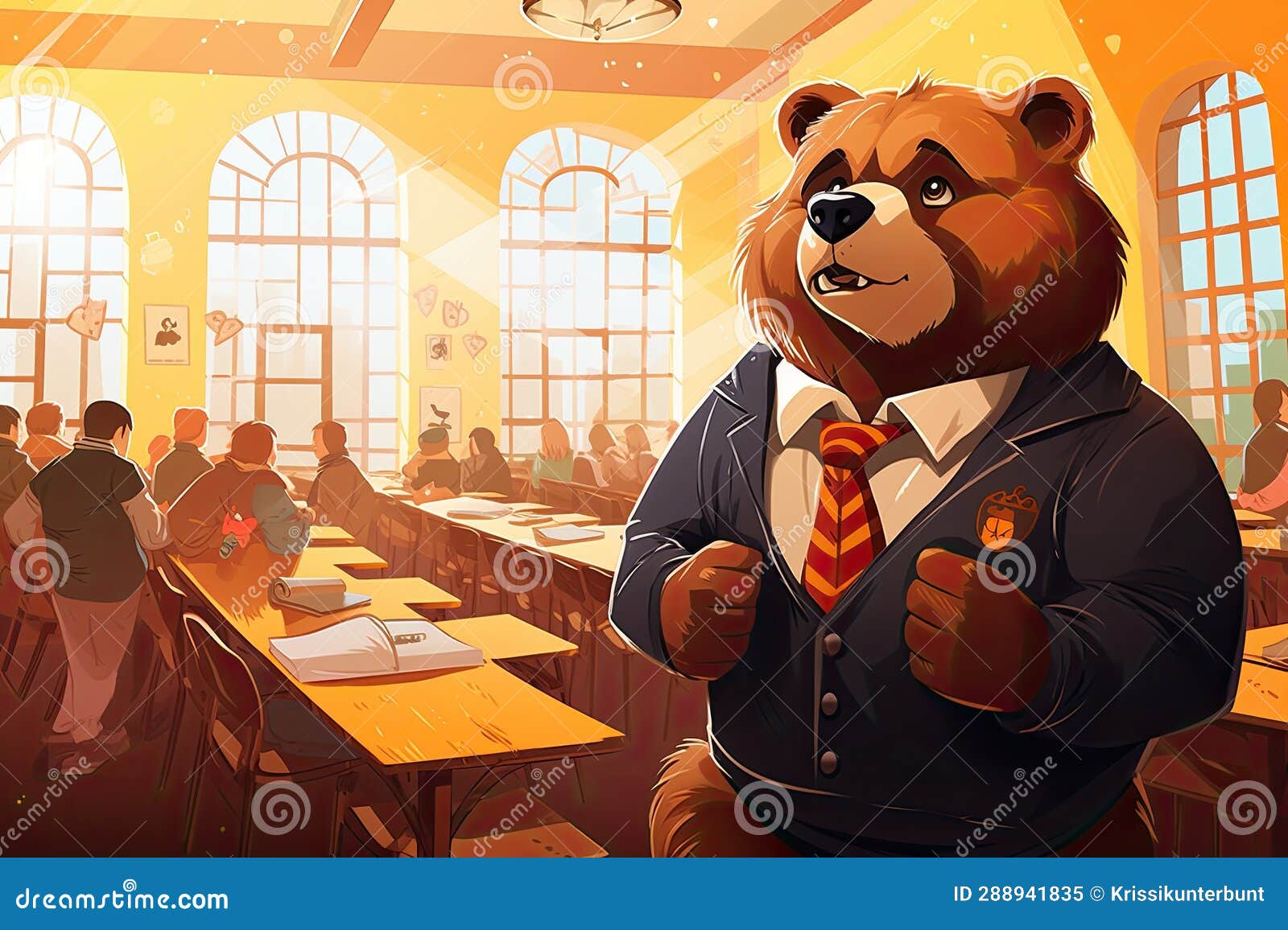 Bear in school funny stock illustration. Illustration of concept ...