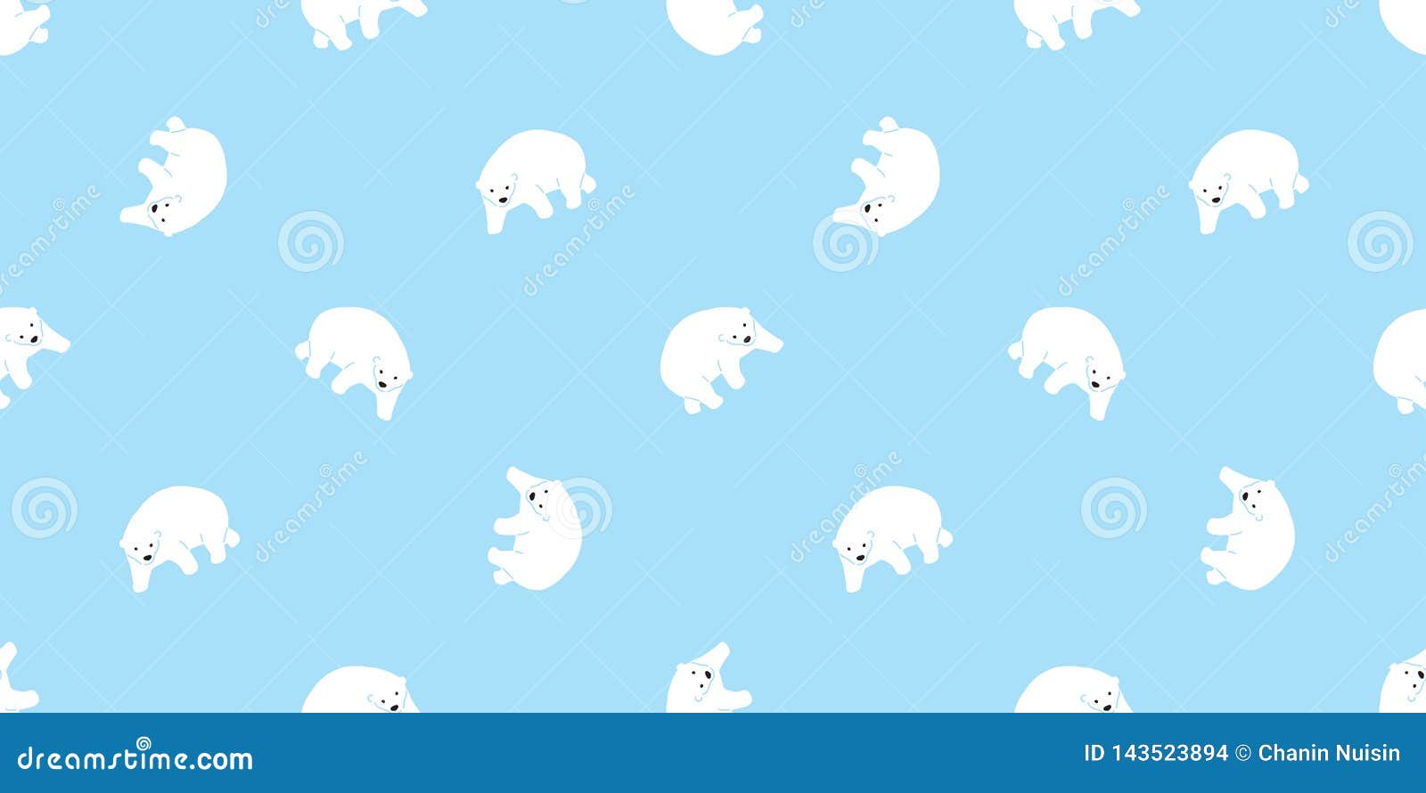 Bear Seamless Pattern Polar Bear Vector Cartoon Repeat Wallpaper Tile ...