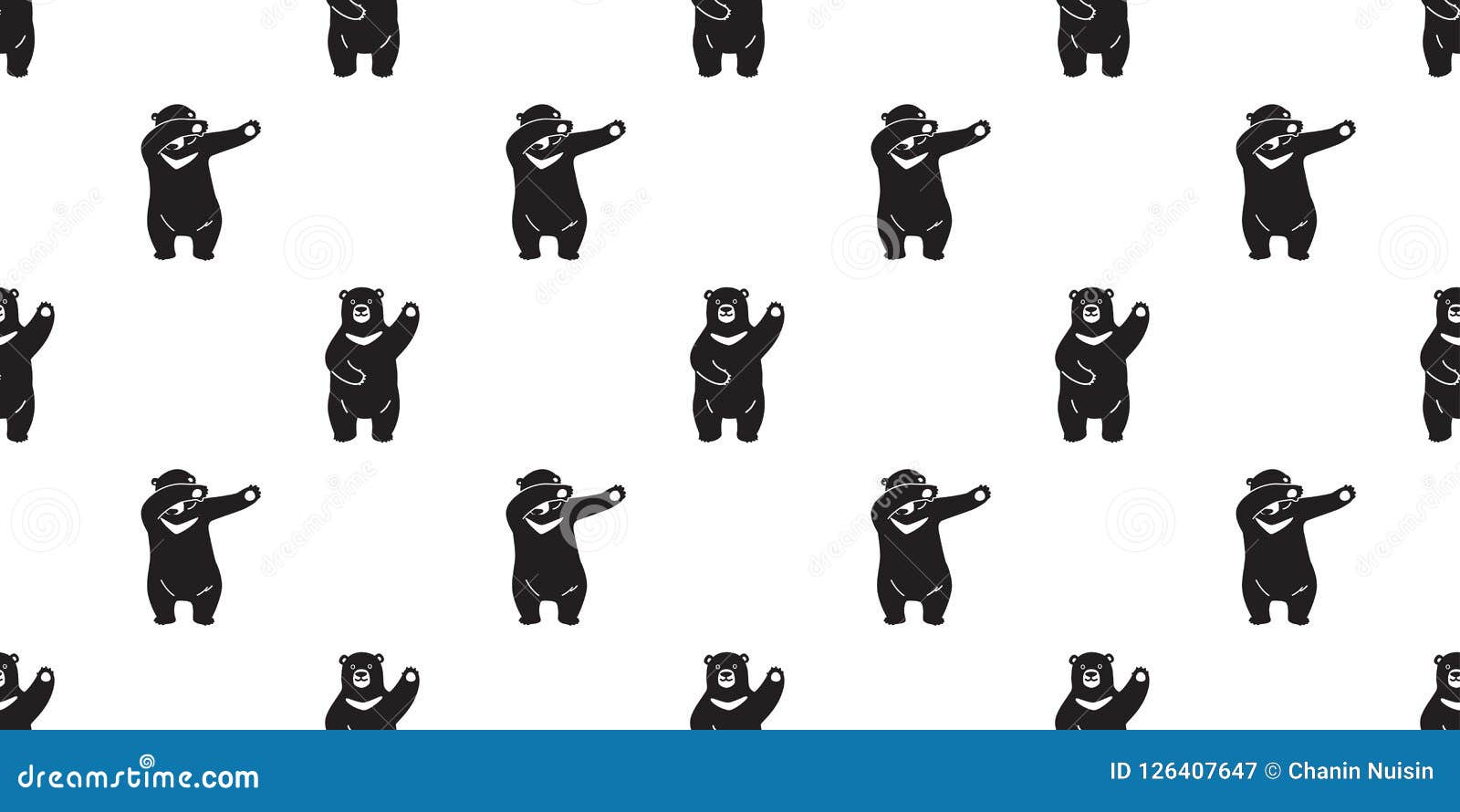 Bear Seamless Pattern Vector Polar Bear Dab Dance Tile Background ...