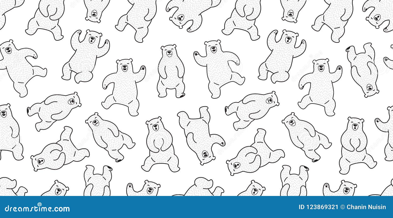 Bear Seamless Pattern Vector Polar Bear Isolated Teddy Dance Wallpaper ...