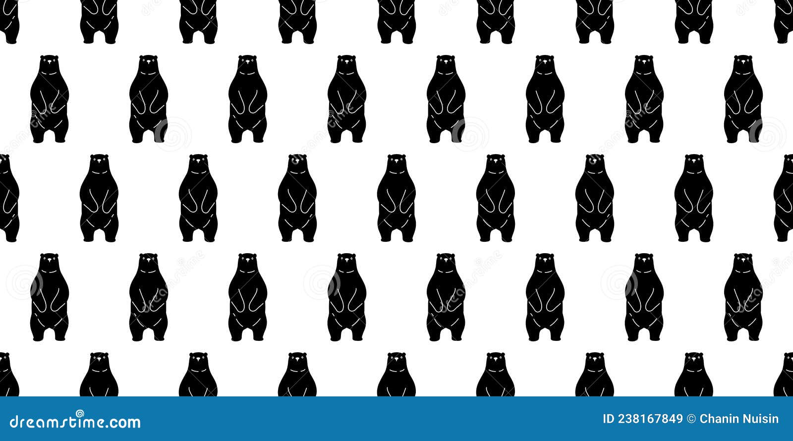 Bear Seamless Pattern Vector Polar Bear Cartoon Scarf Isolated Repeat ...