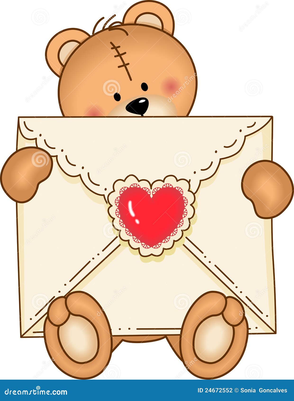 Bear Secure Envelope Heart stock vector. Illustration of dreams - 24672552
