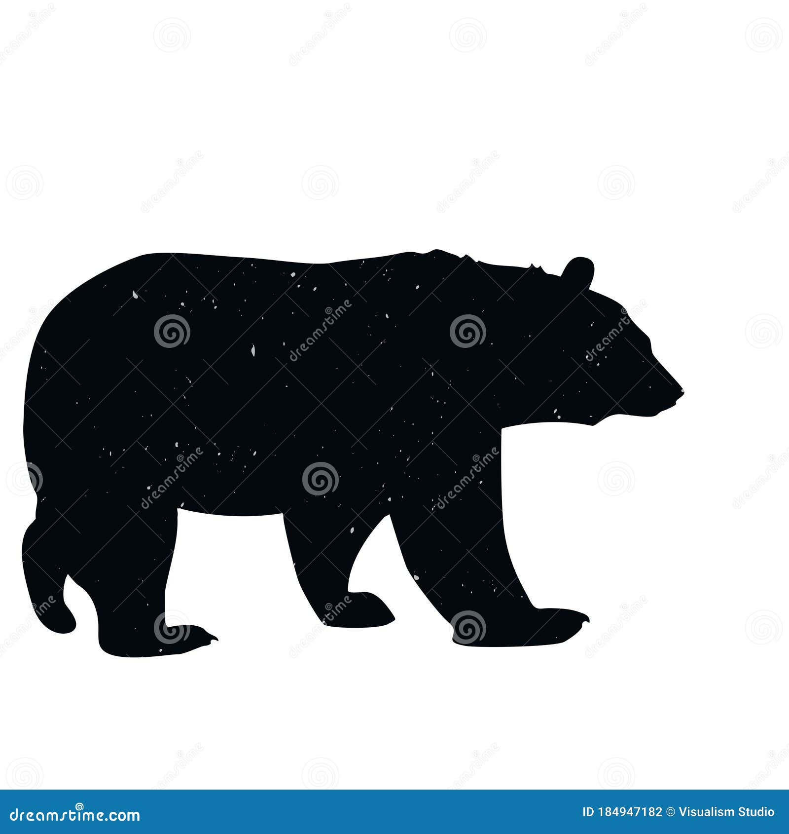 Bear Shadow Animal Icon Silhouettes Isolated on Dark Black Graphical in ...