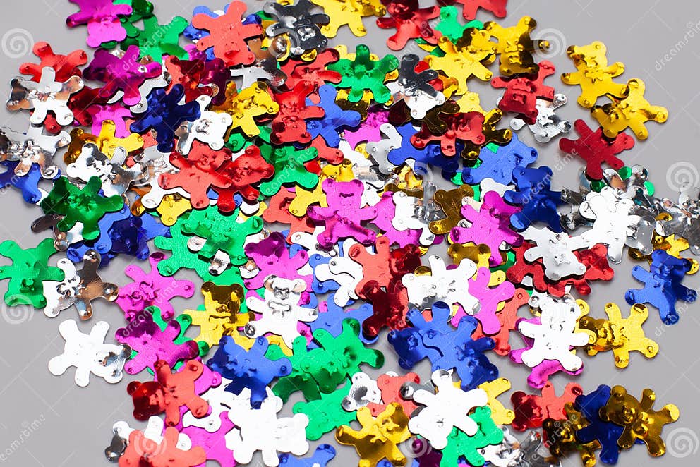 Bear Shaped Confetti Isolated on Gray Surface Stock Photo - Image of ...