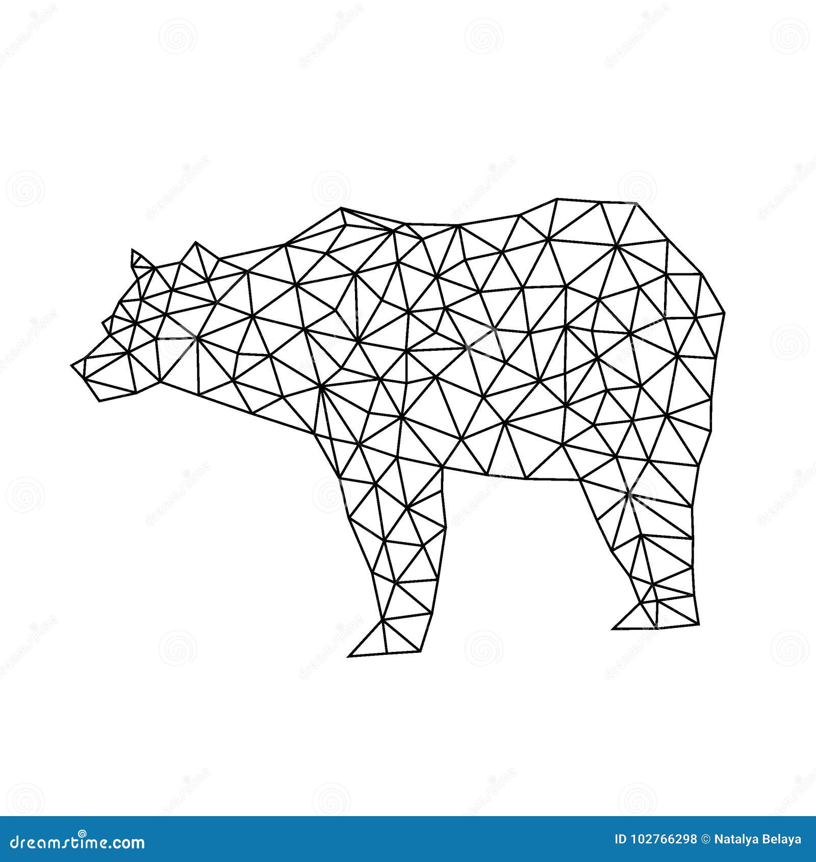Bear stock vector. Illustration of silhouette, triangle - 102766298