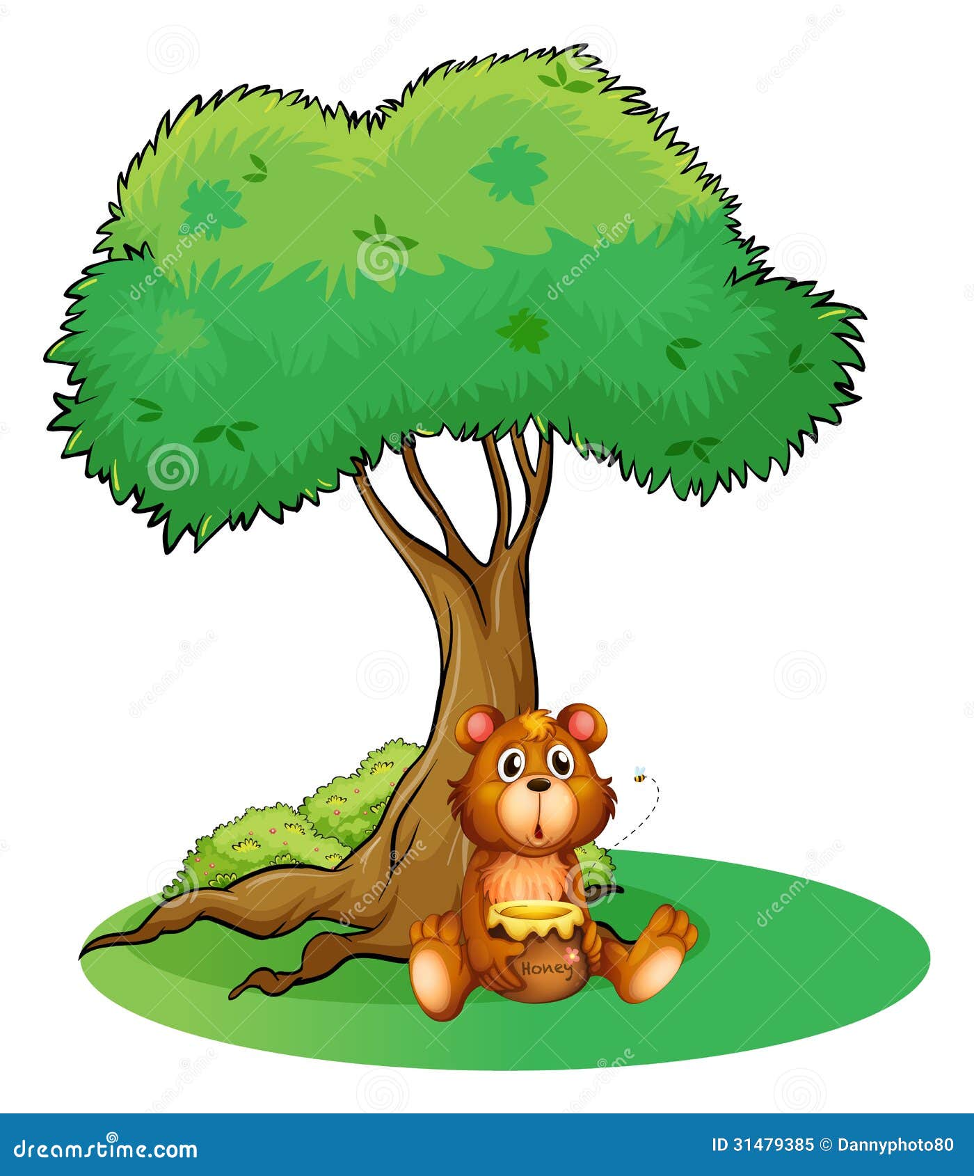 A Bear Sitting Under a Big Tree Stock Vector - Illustration of bear ...