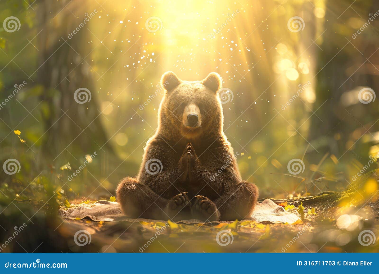 Bear Sitting in Yoga Lotus Pose Stock Illustration - Illustration of ...
