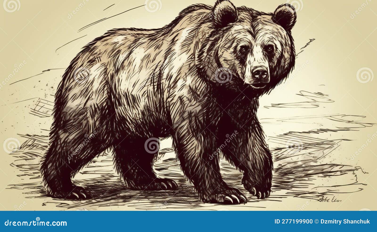 Bear Sketch Drawing Generative AI Stock Illustration - Illustration of ...