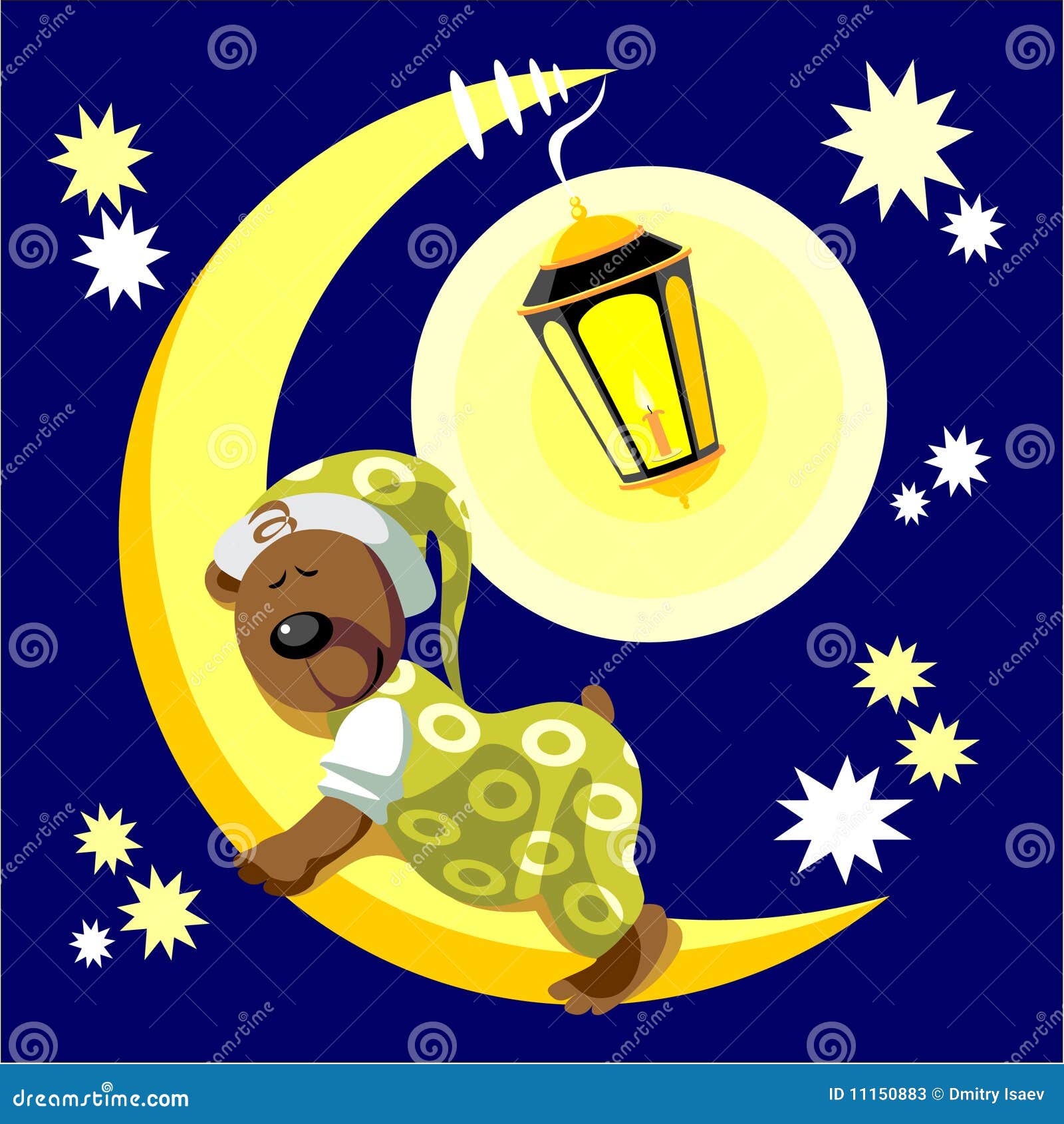 Bear Sleep on Moon Color 17 Stock Vector - Illustration of blanket ...