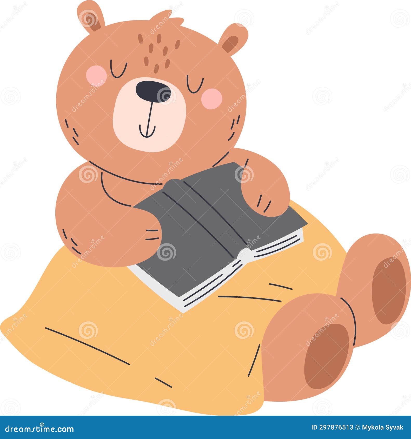 Bear Sleeping with Book stock illustration. Illustration of character ...