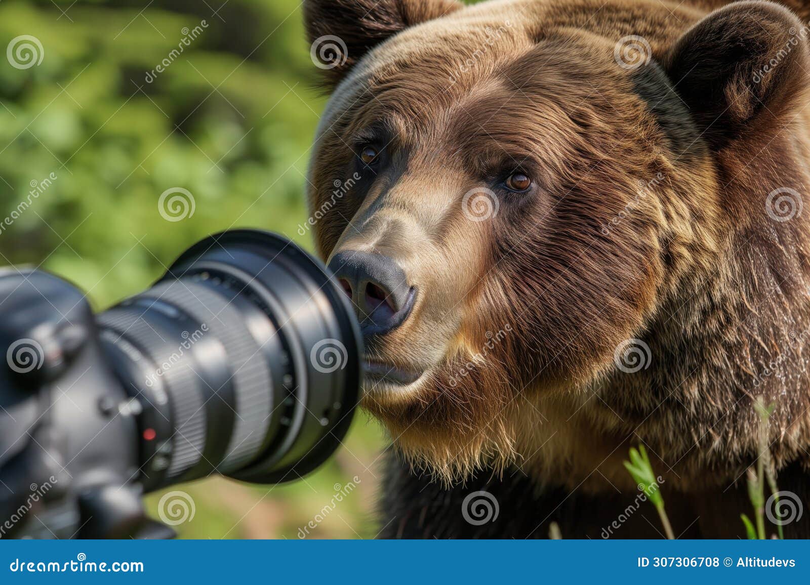 Bear Sniffing at the Lens, Filling the Frame with Its Face Stock Photo ...
