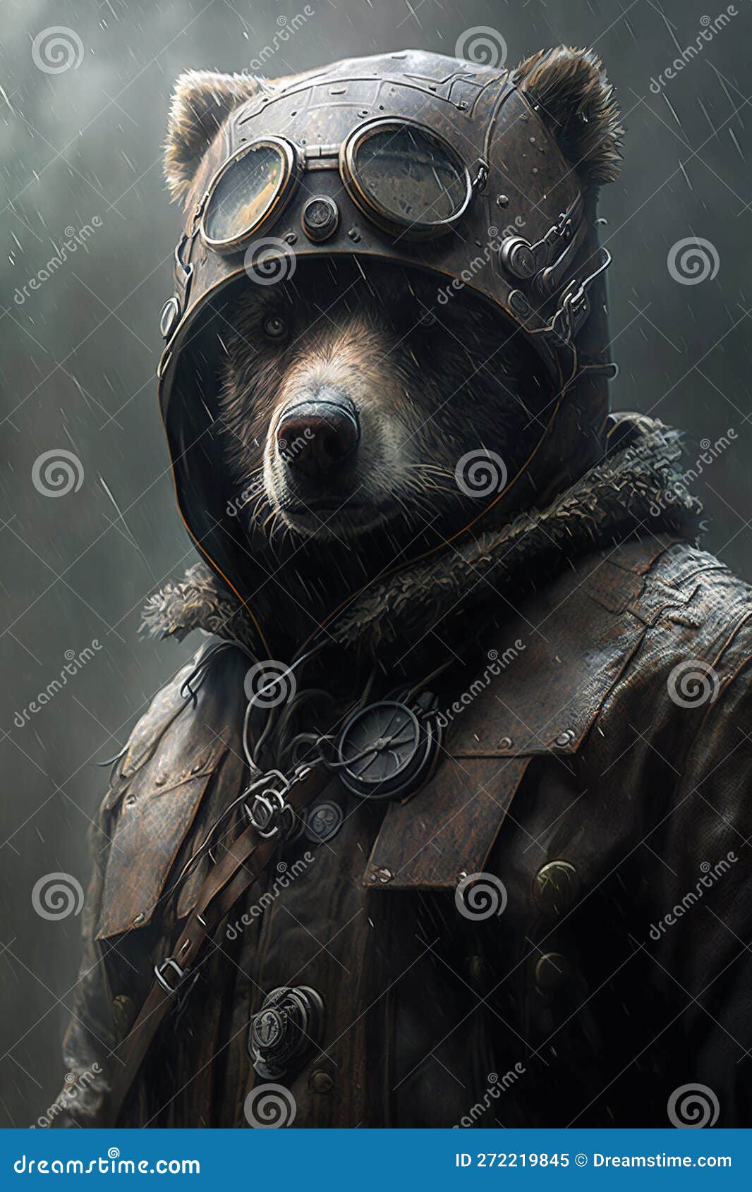 Bear Soldier in Old Military Uniform. Generative AI Stock Illustration ...