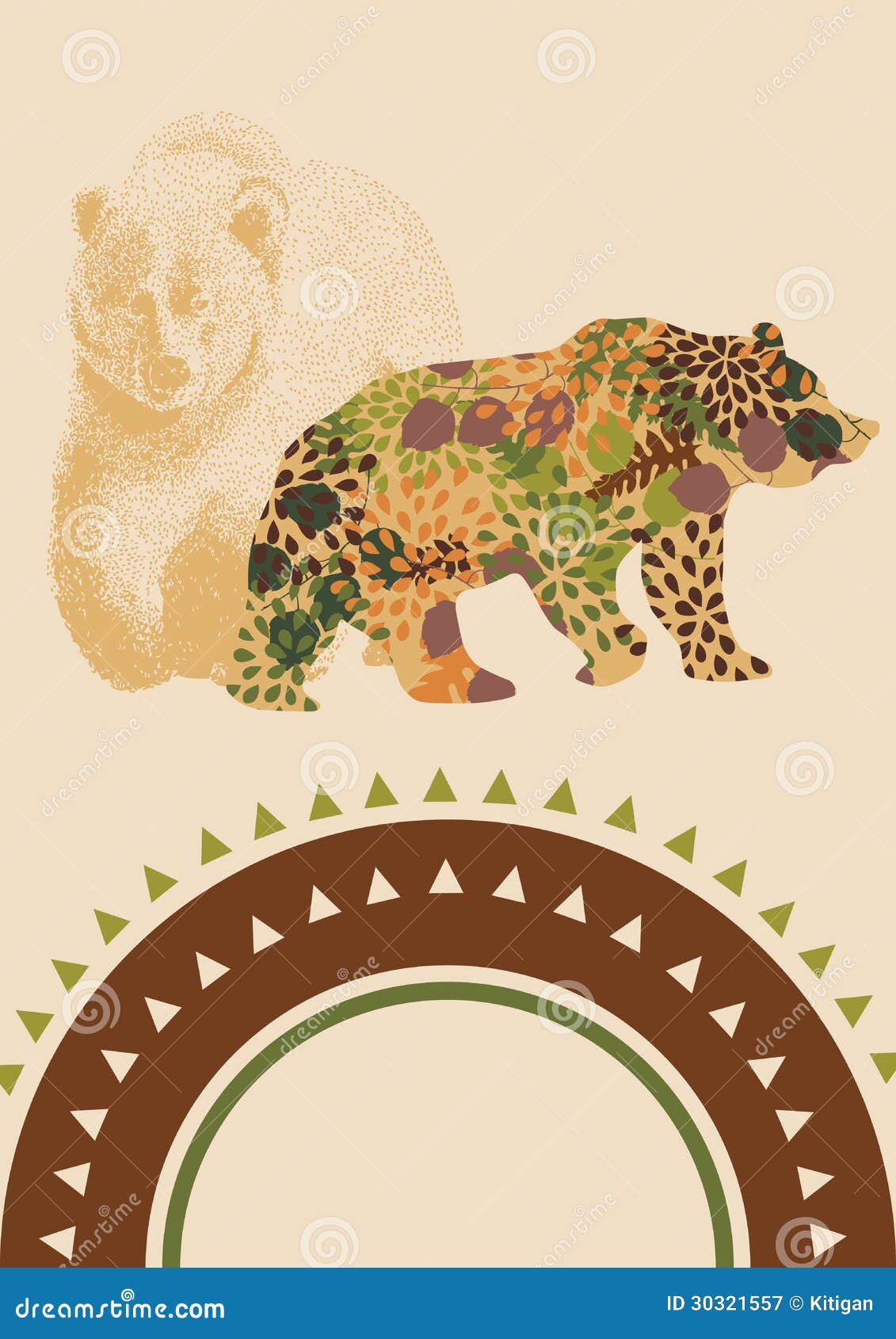 Bear - Soul of Forest stock vector. Illustration of semicircle - 30321557