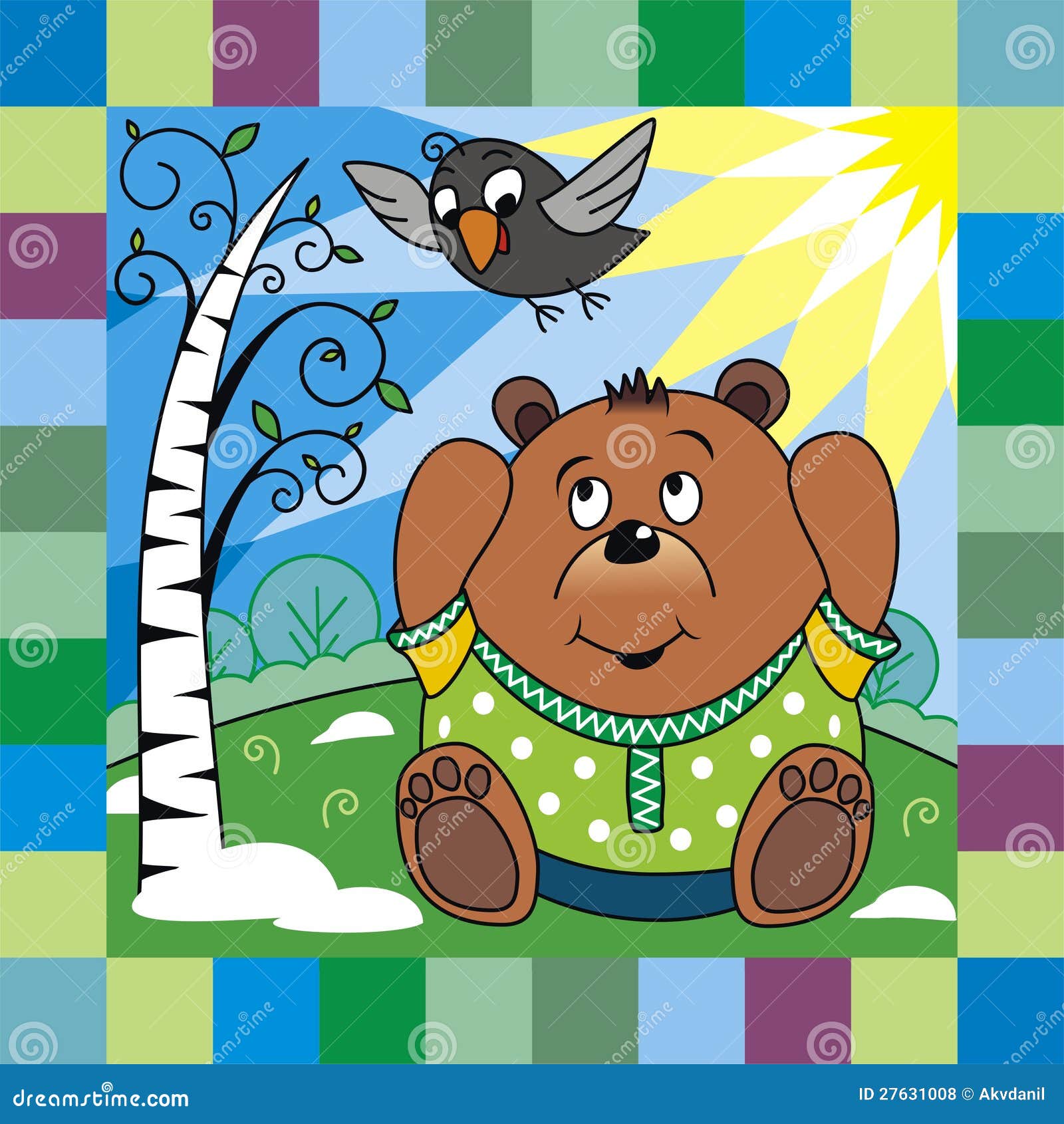 Bear in spring stock vector. Illustration of birch, shoot - 27631008
