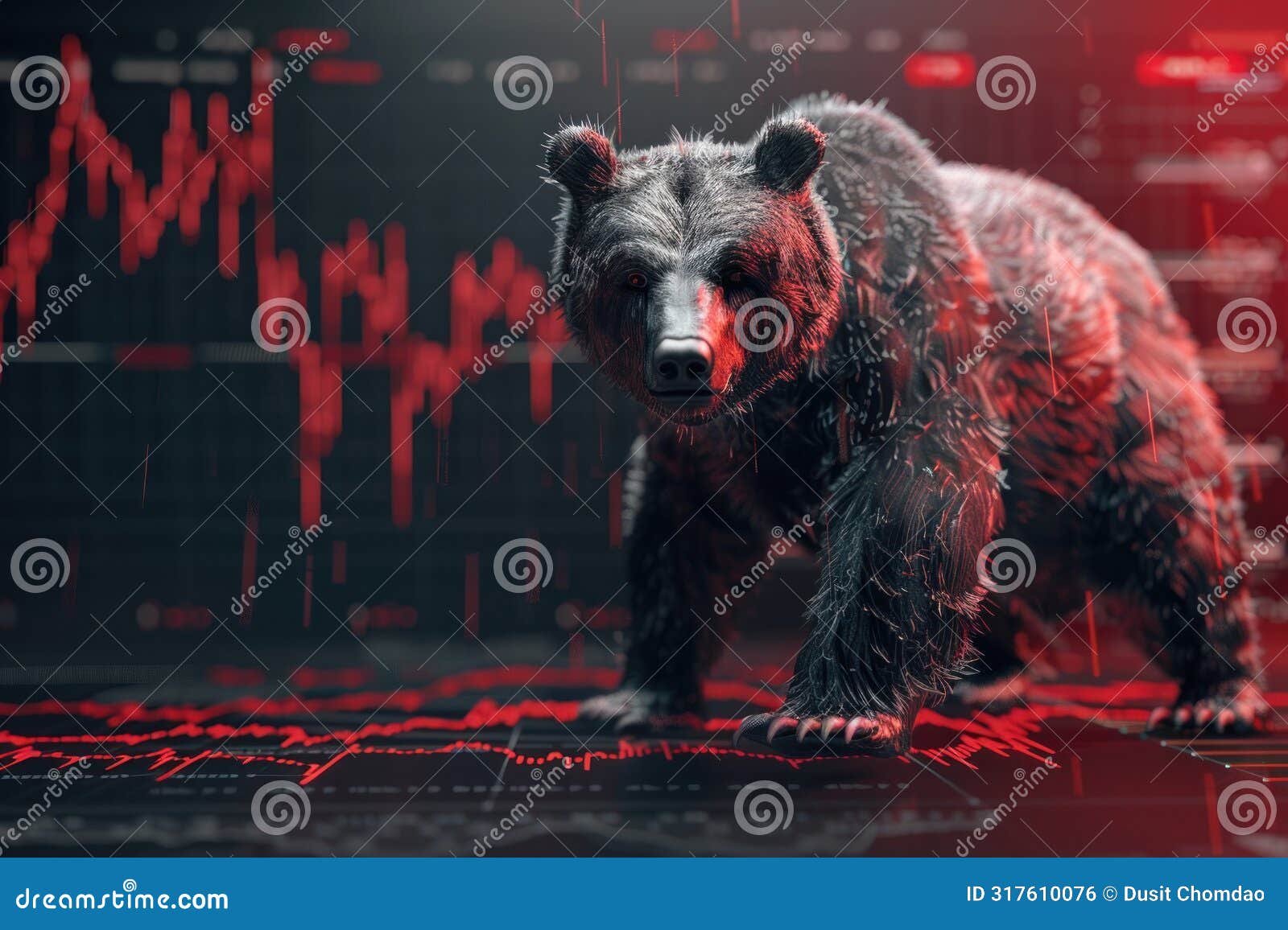 A Bear is Standing in Front of a Graph with Red Lines Stock Photo ...