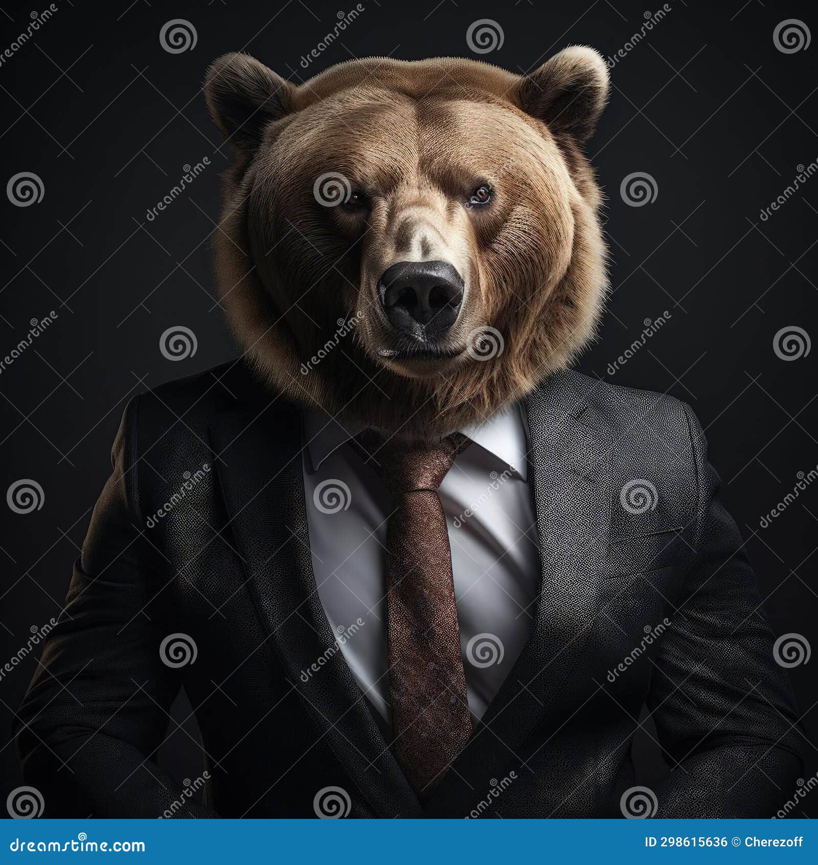 Bear in suit with tie stock photo. Image of worker, businessman - 298615636