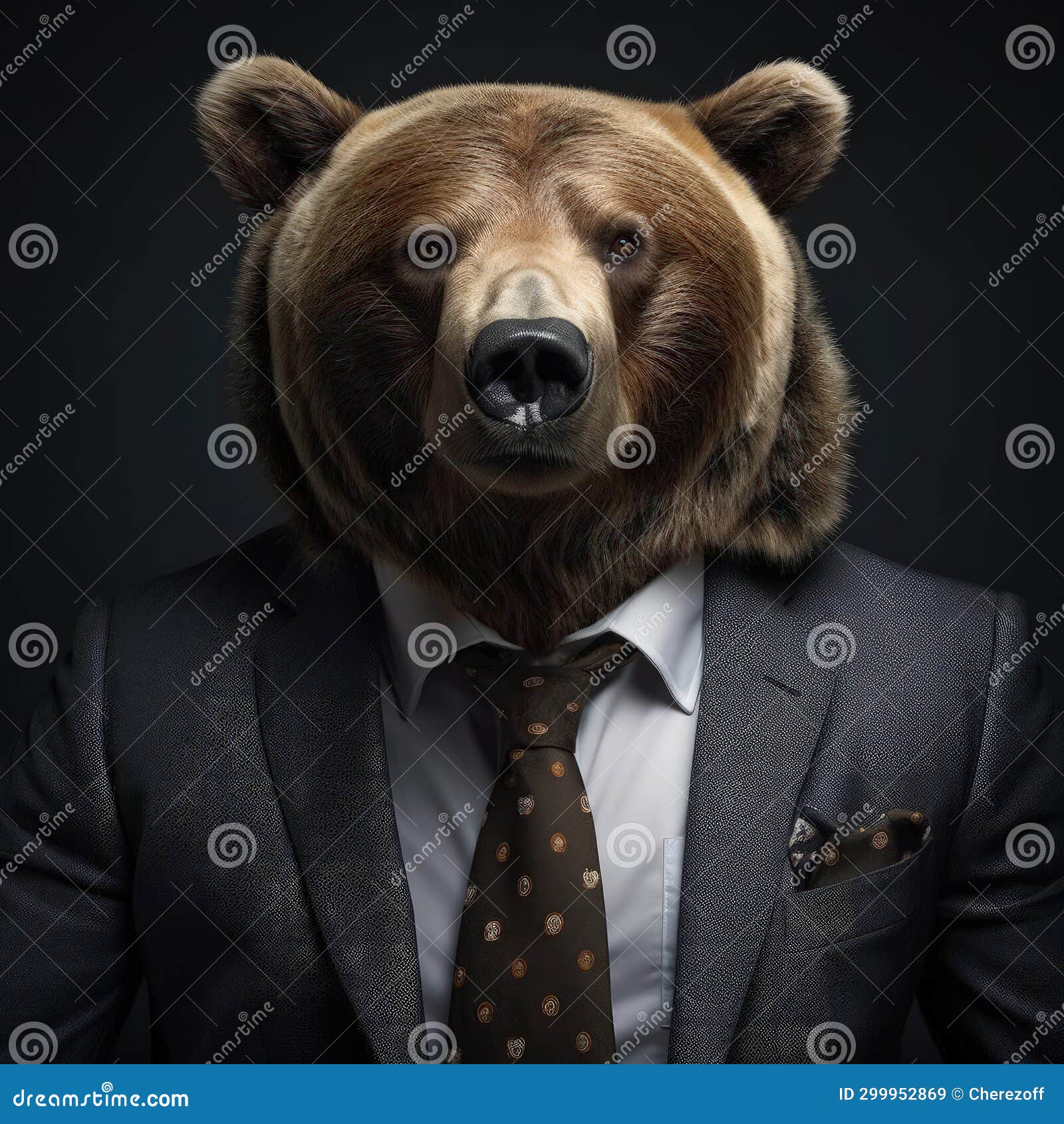 Bear in suit with tie stock image. Image of office, style - 299952869