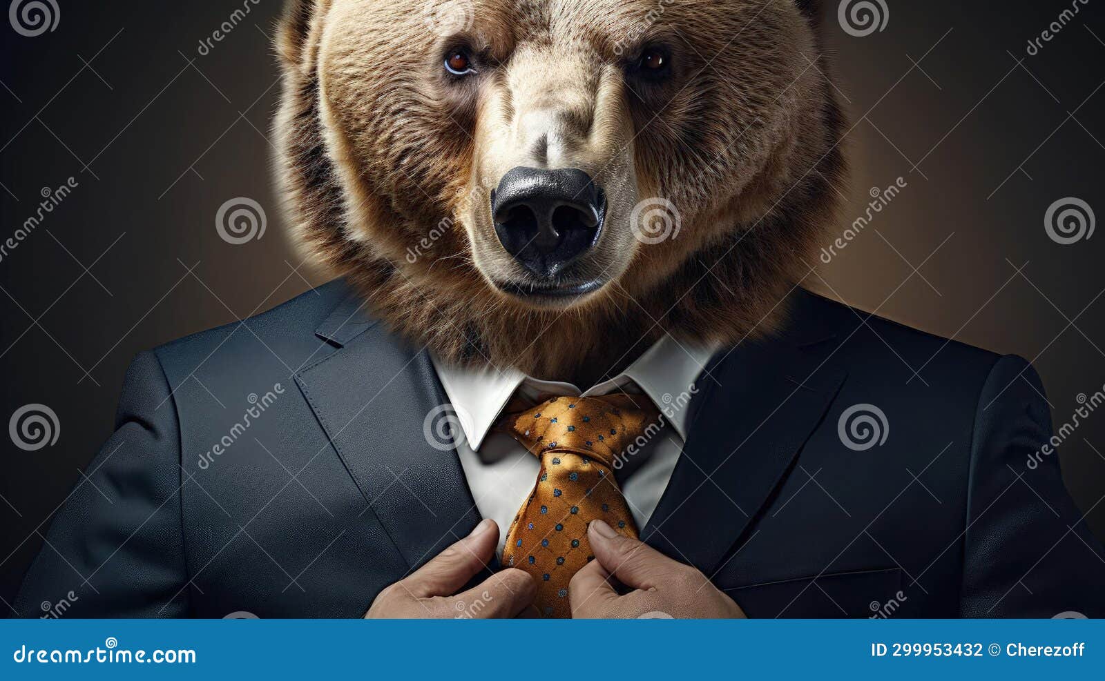 Bear in suit with tie stock photo. Image of brown, gift - 299953432