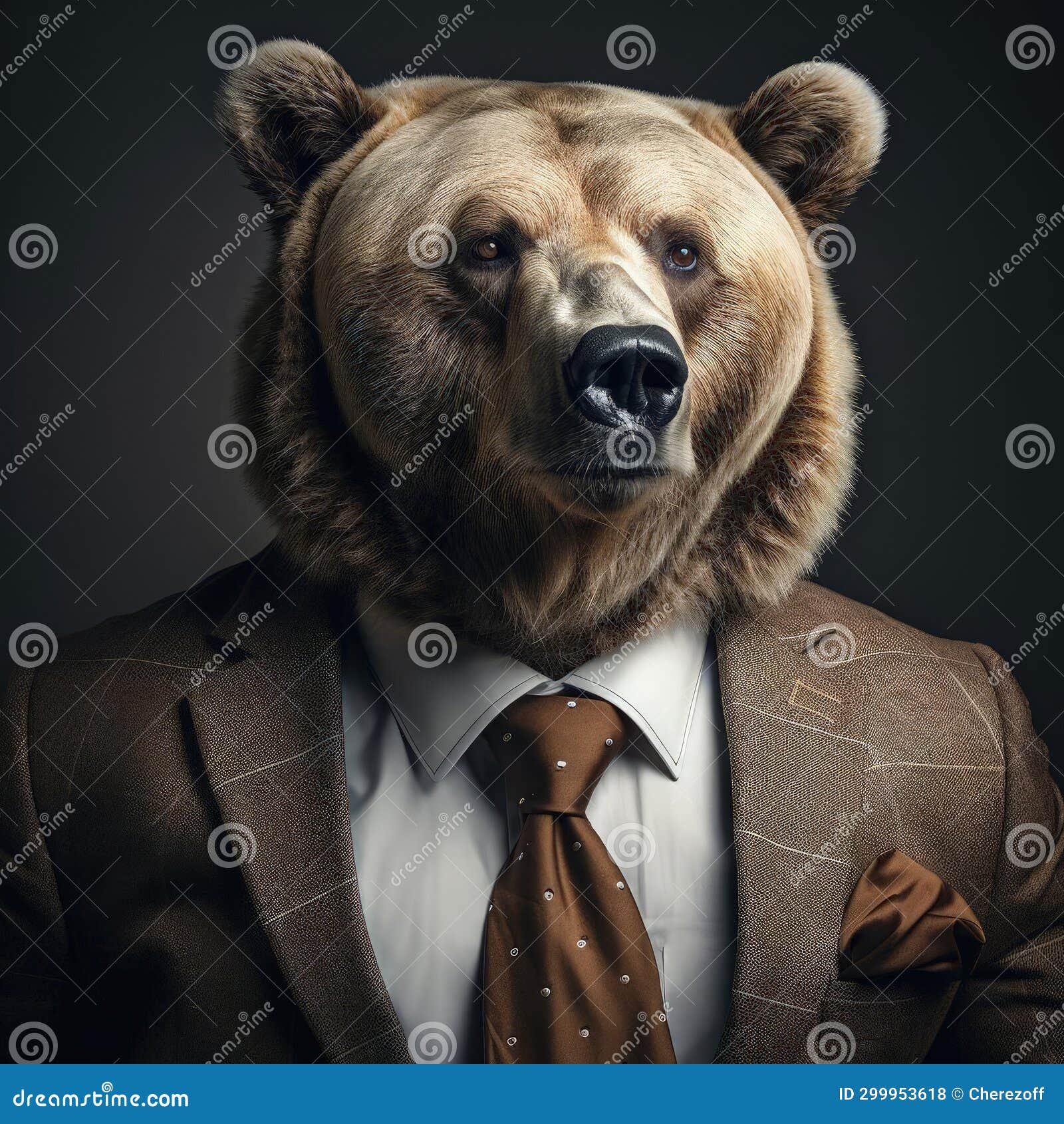 Bear in suit with tie stock photo. Image of style, business - 299953618