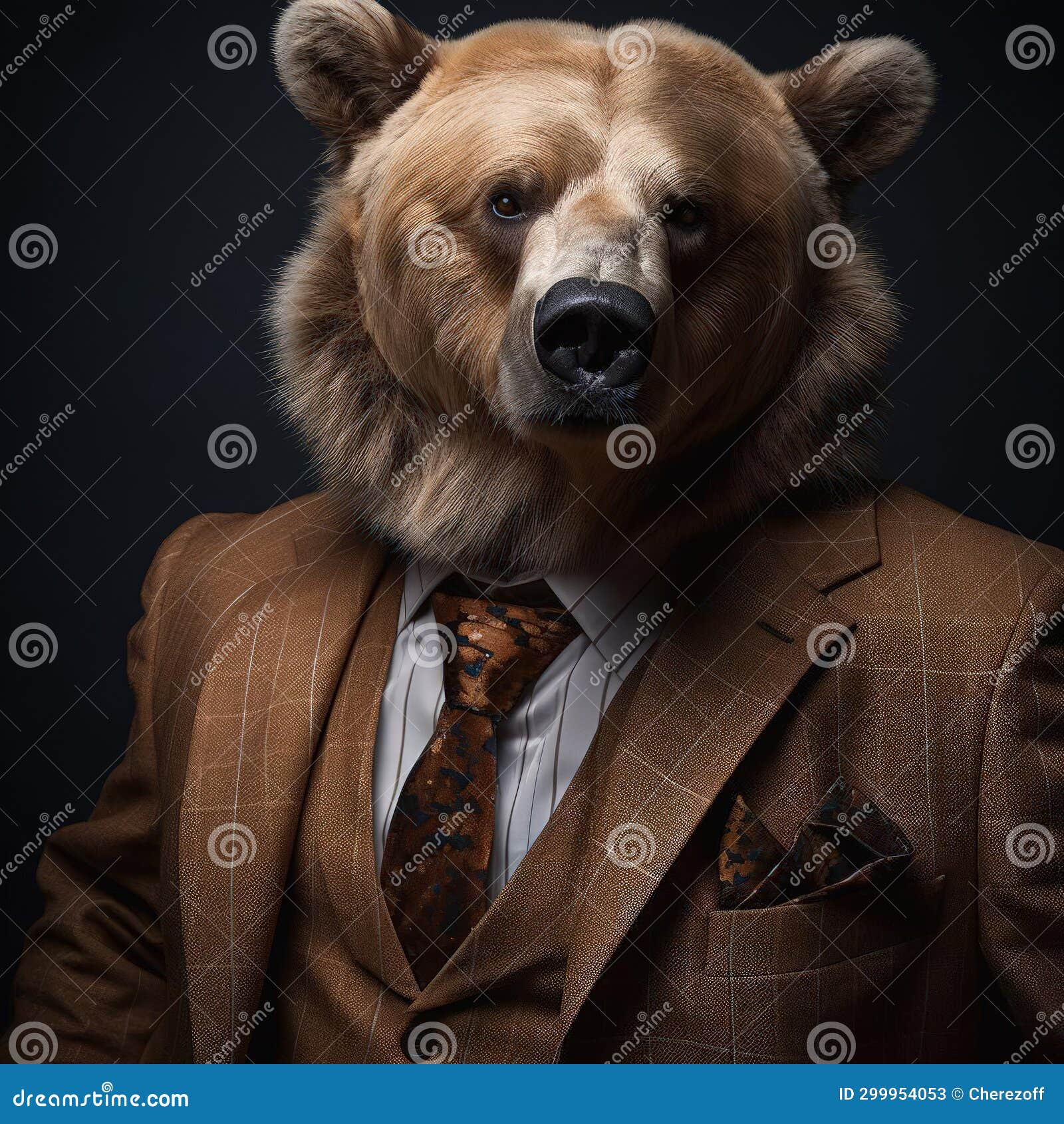 Bear in suit with tie stock image. Image of typography - 299954053