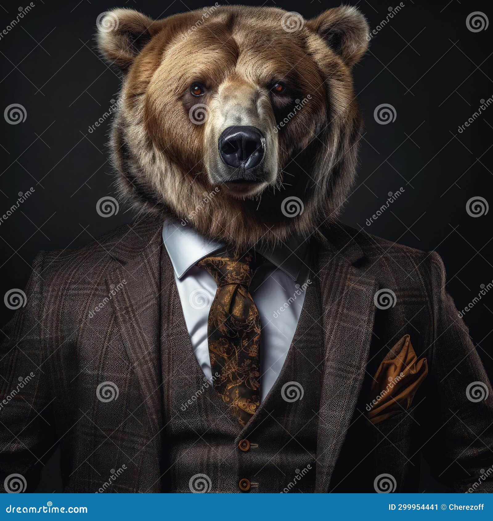 Bear in suit with tie stock image. Image of profession - 299954441