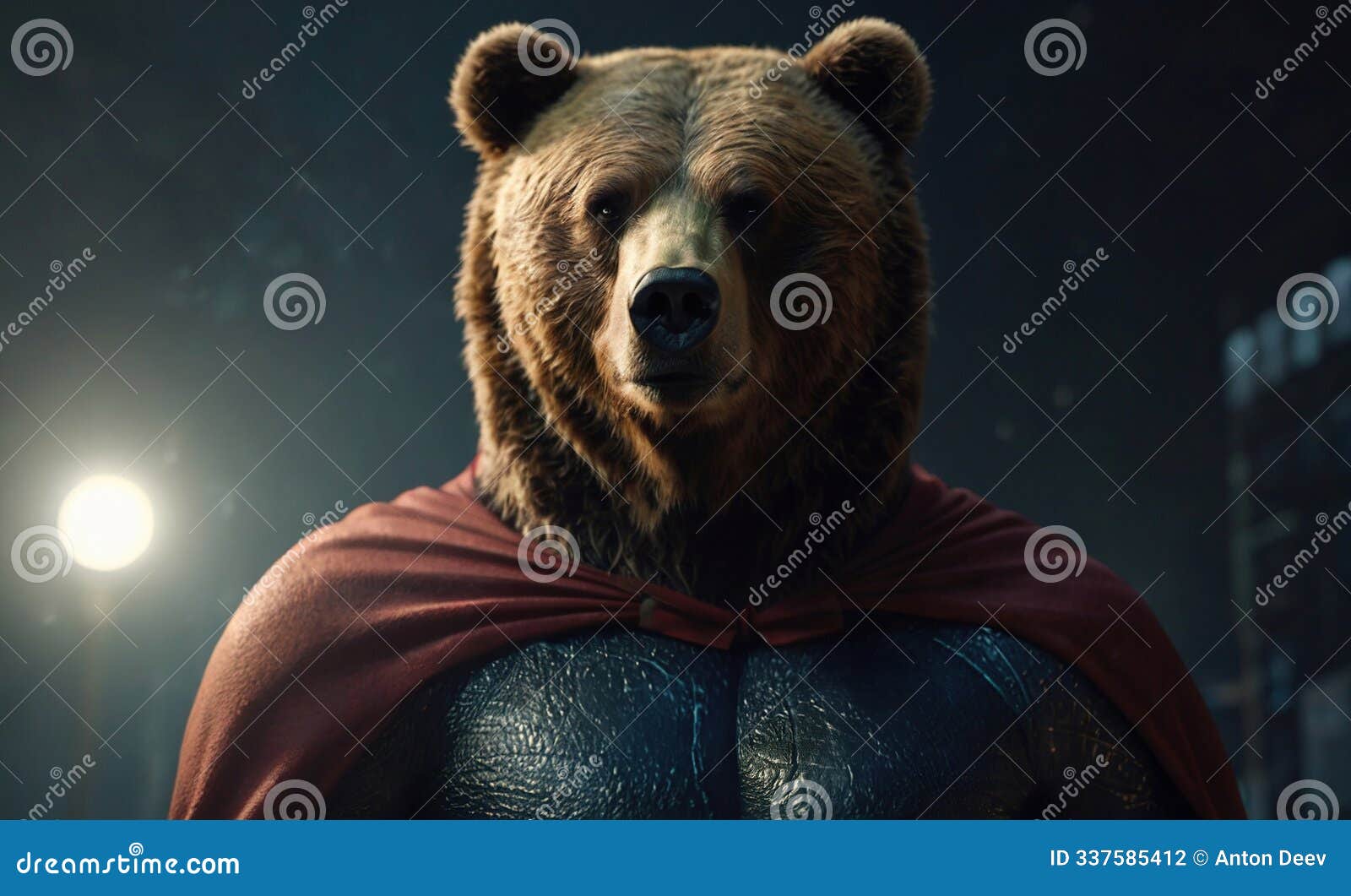 A Bear Superhero Stands Confidently In A Dramatic Pose, Showcasing ...