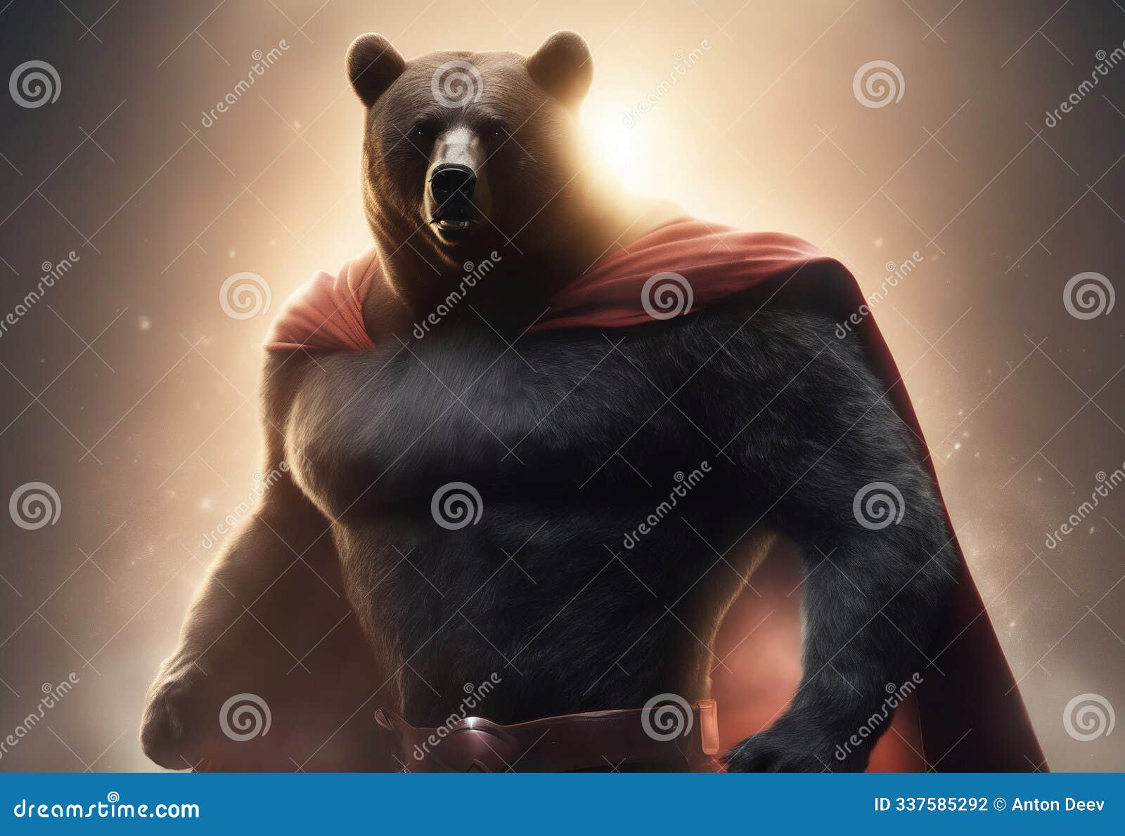 A Bear Superhero Stands Confidently In A Dramatic Pose, Showcasing ...