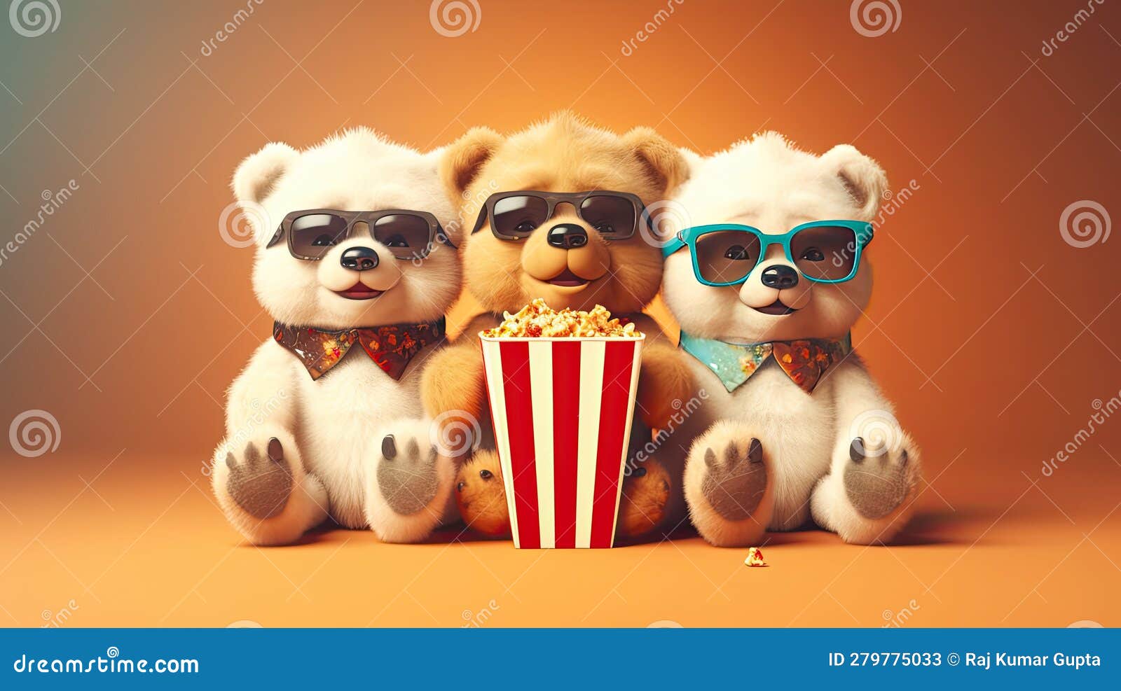 Bear is Taking Popcorn and Enjoys. Stock Illustration - Illustration of ...