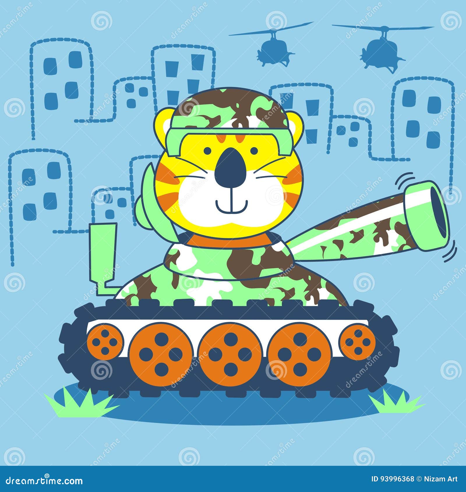 Bear and tank vector stock vector. Illustration of cartoon - 93996368