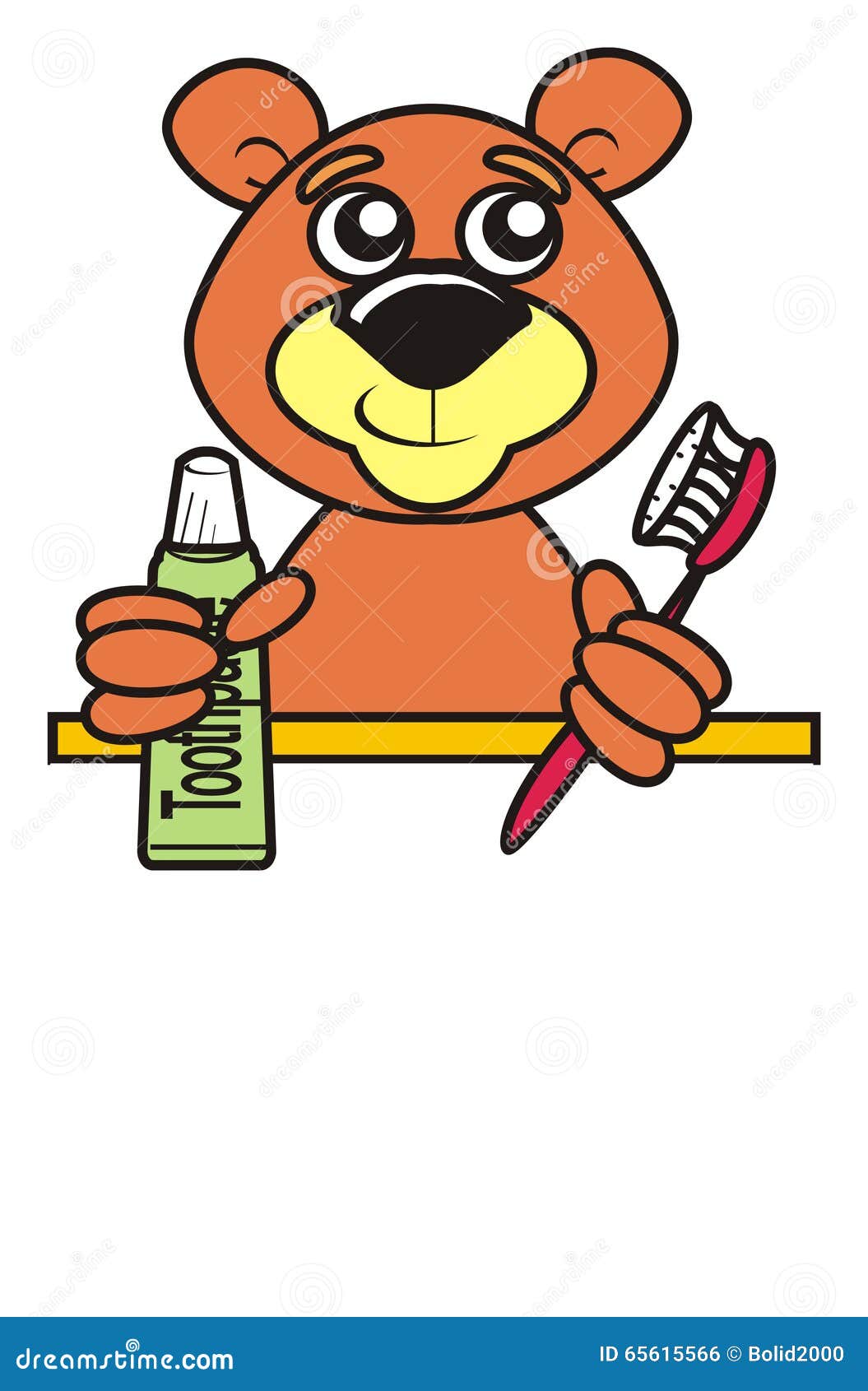 Bear with Toothpaste and Brush Stock Illustration - Illustration of ...