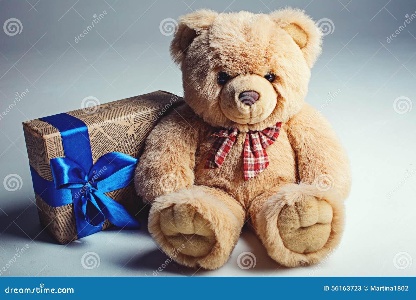 Bear toy with gift box stock image. Image of cute, holiday - 56163723