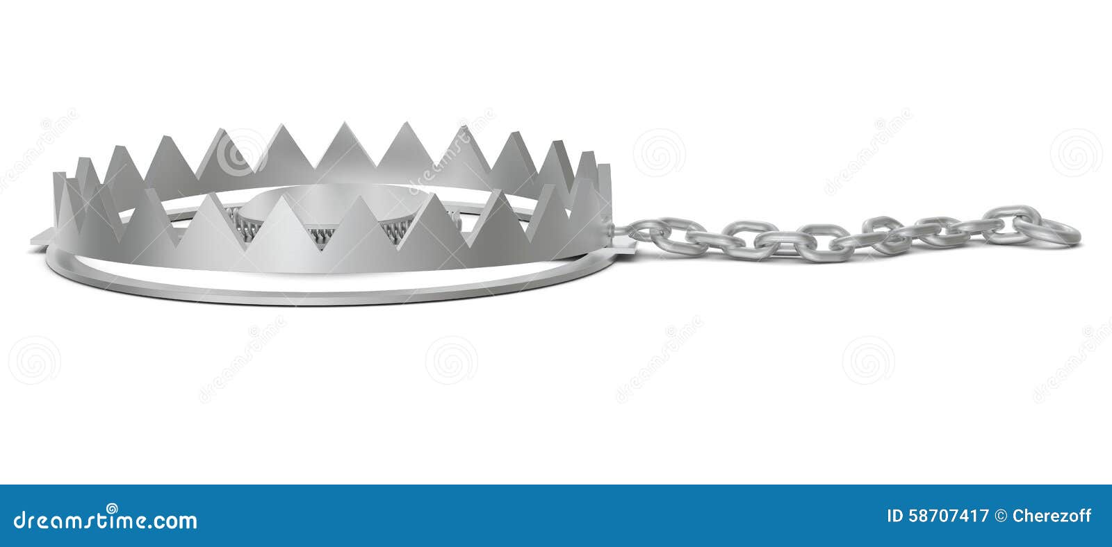 Bear Trap with Chain, Side View Stock Illustration - Illustration of ...