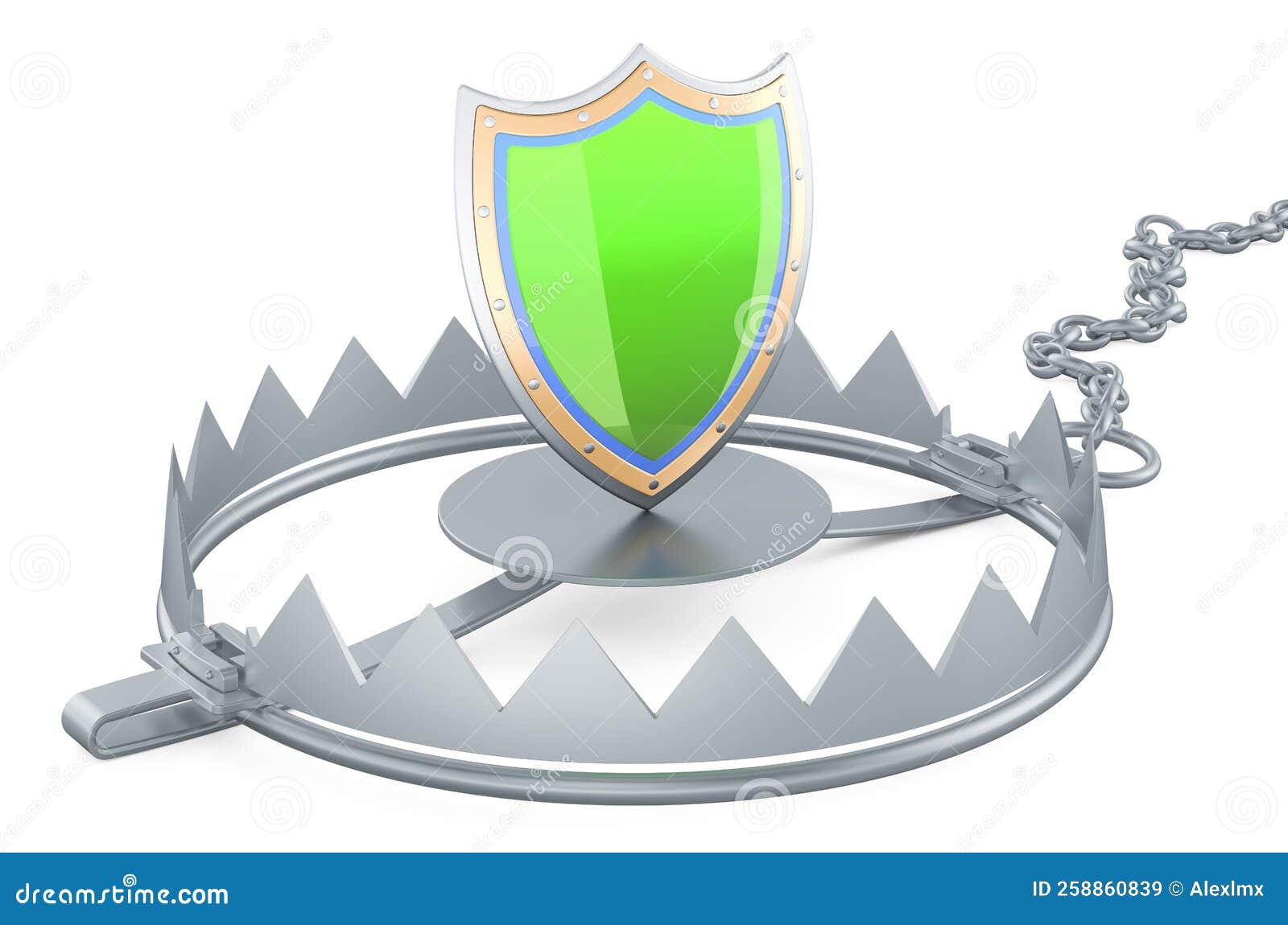 Bear Trap with Shield, 3D Rendering Stock Illustration - Illustration ...