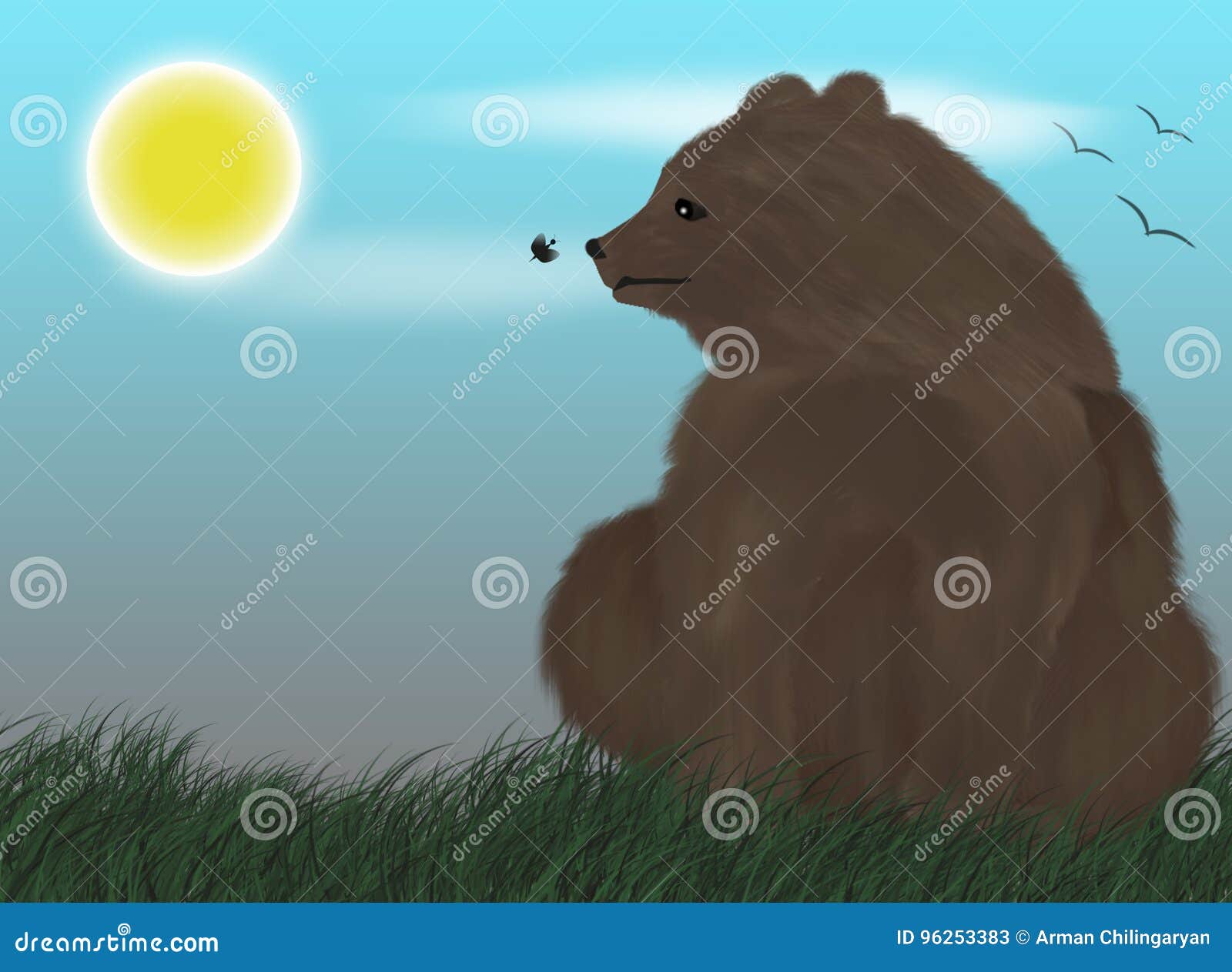 Bear under sun stock illustration. Illustration of happy - 96253383