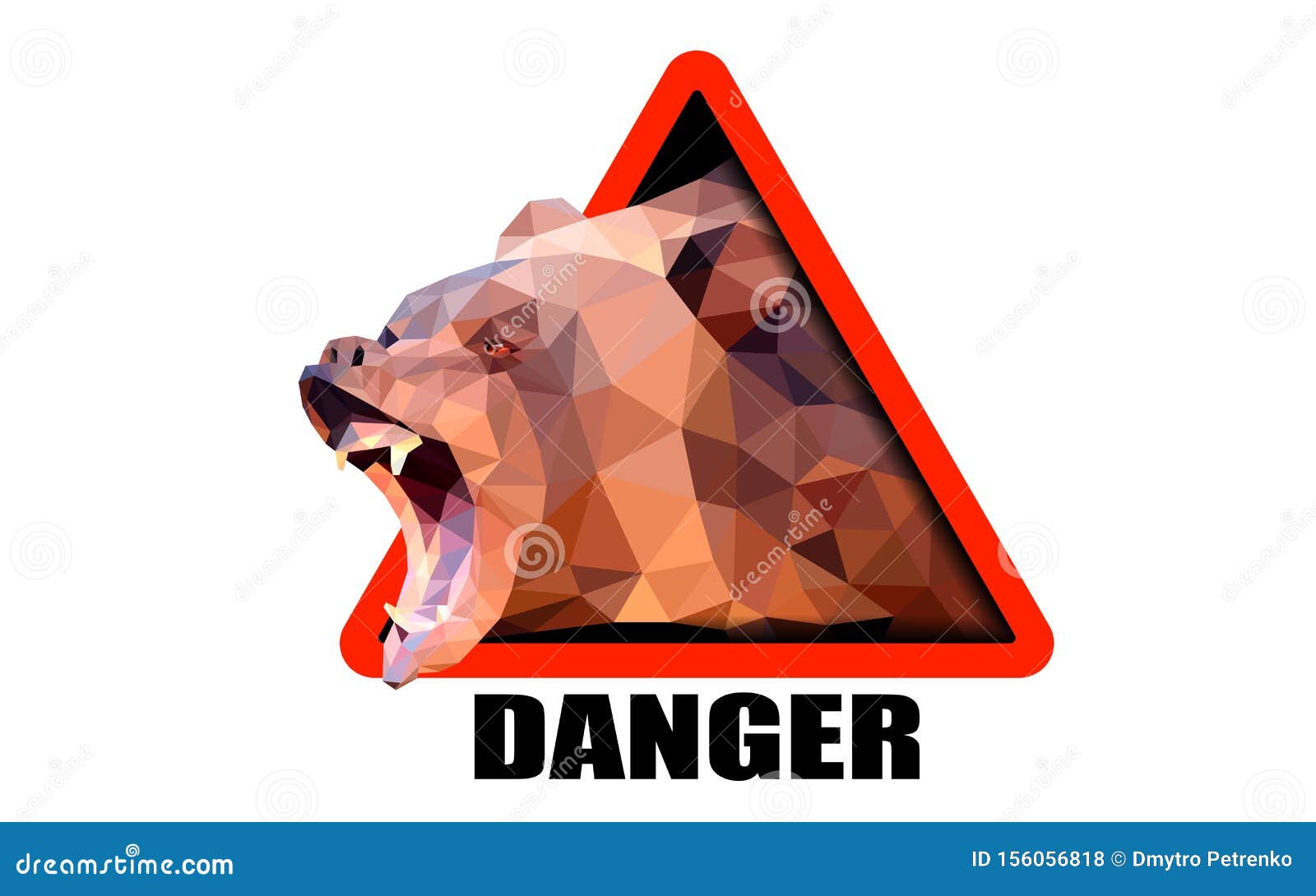 Bear warning sign stock vector. Illustration of fangs - 156056818