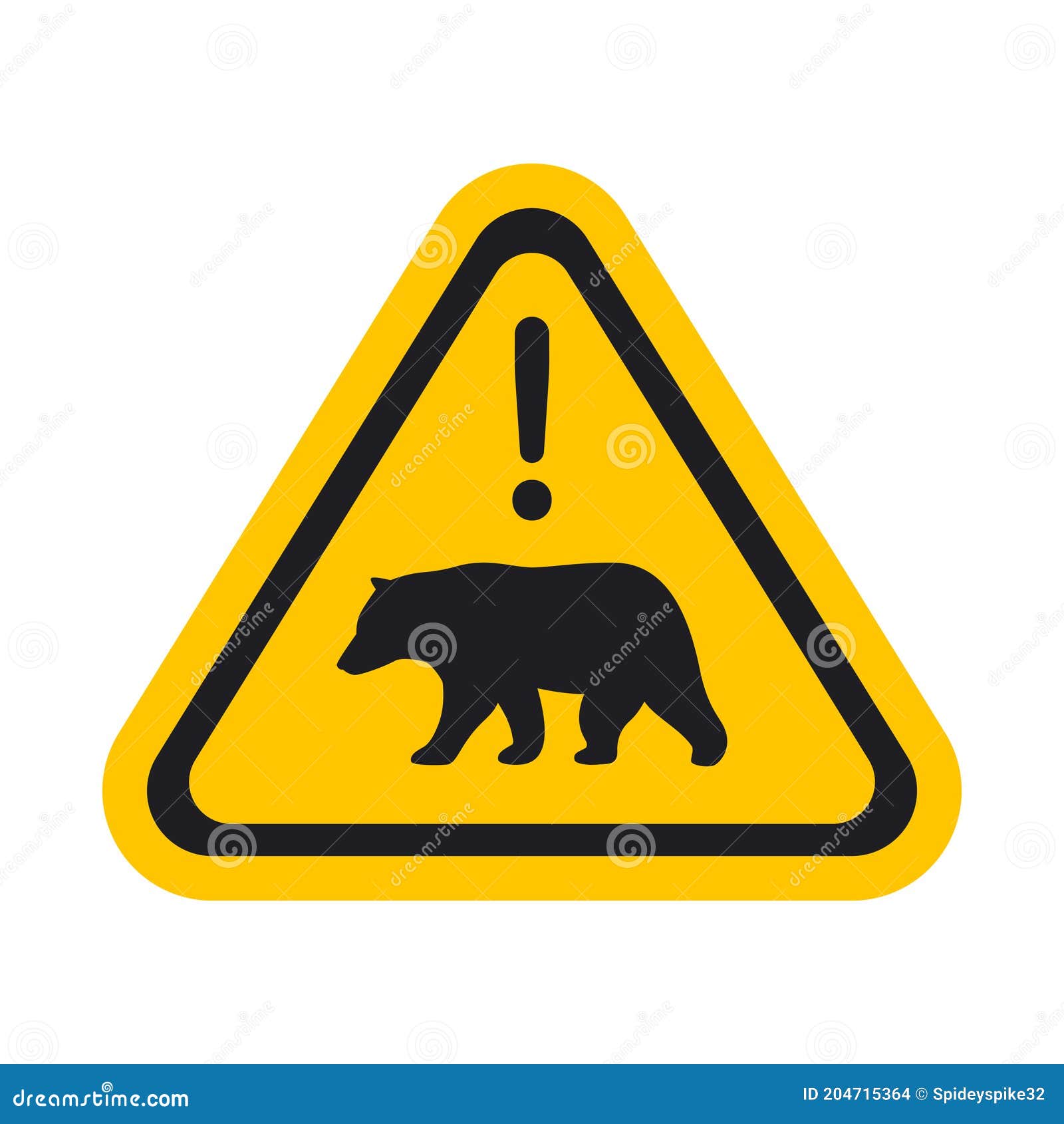 Bear Warning Sign Yellow. Predator Hazard Attention Symbol. Dang ...