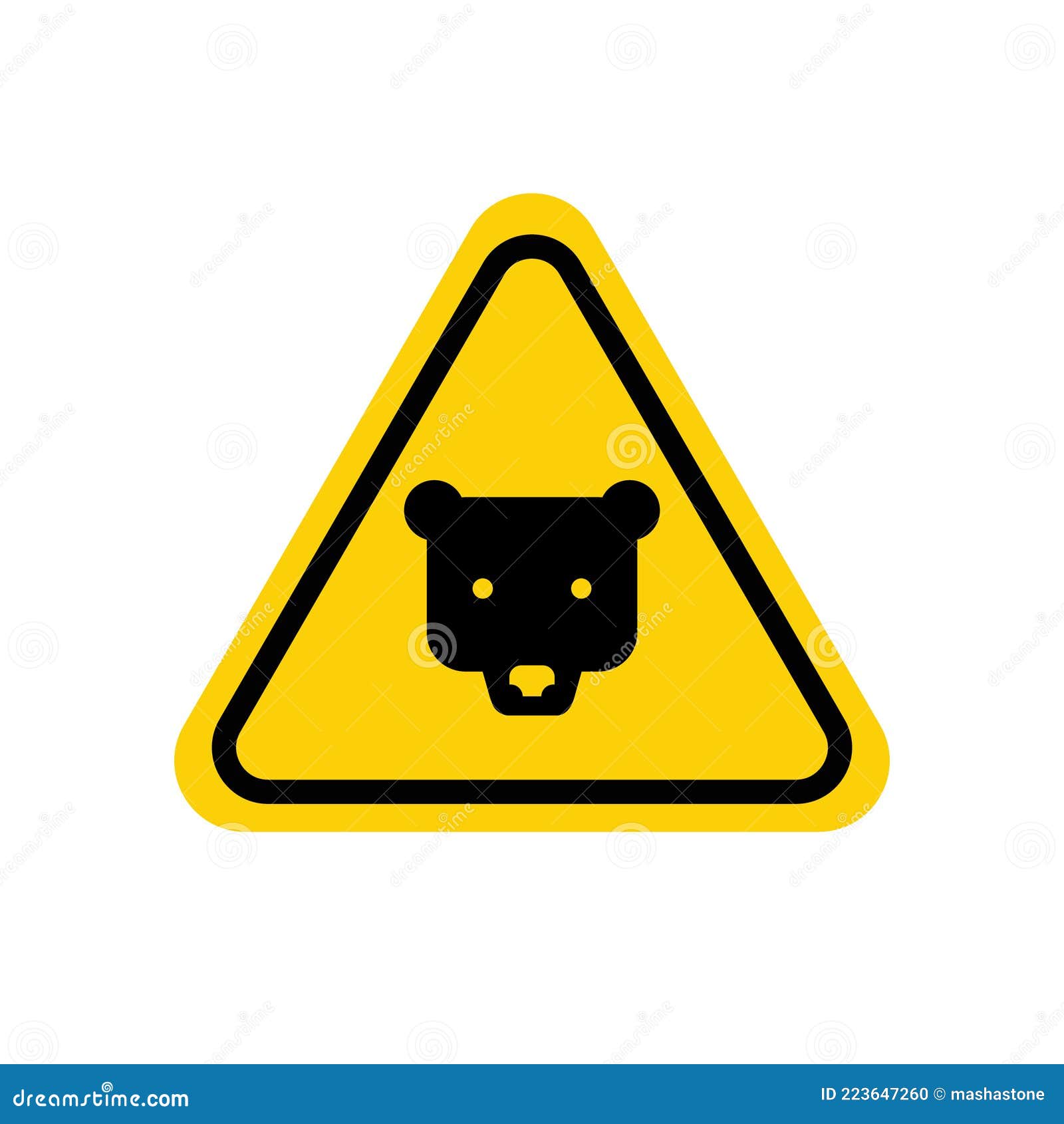 Bear Warning Sign Yellow. Predator Hazard Attention Symbol. Dang ...
