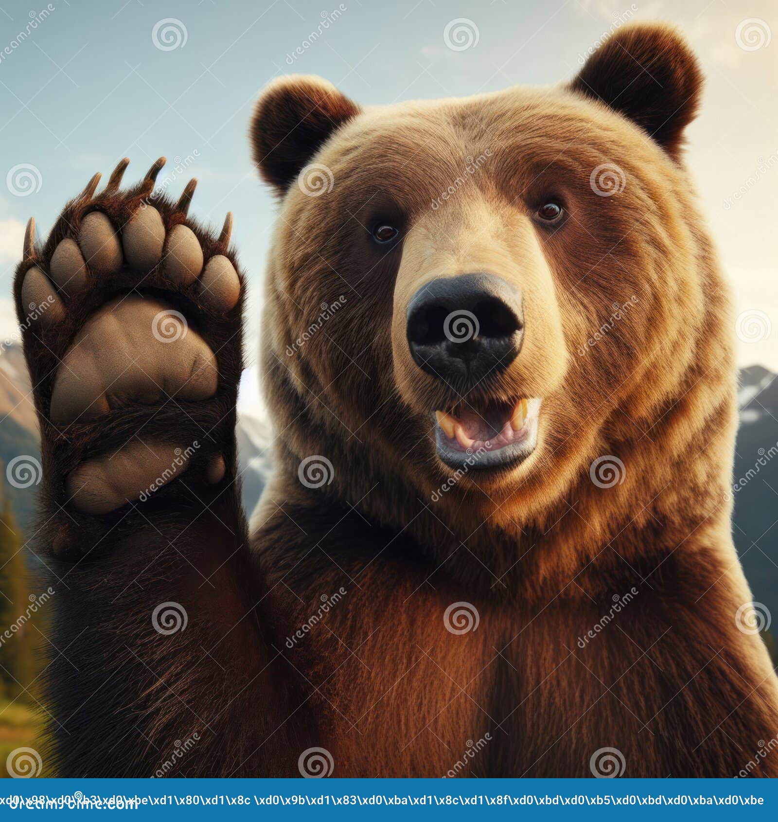 Bear Waving. a Friendly Grizzly Bear in the Wild Waving at the Camera ...