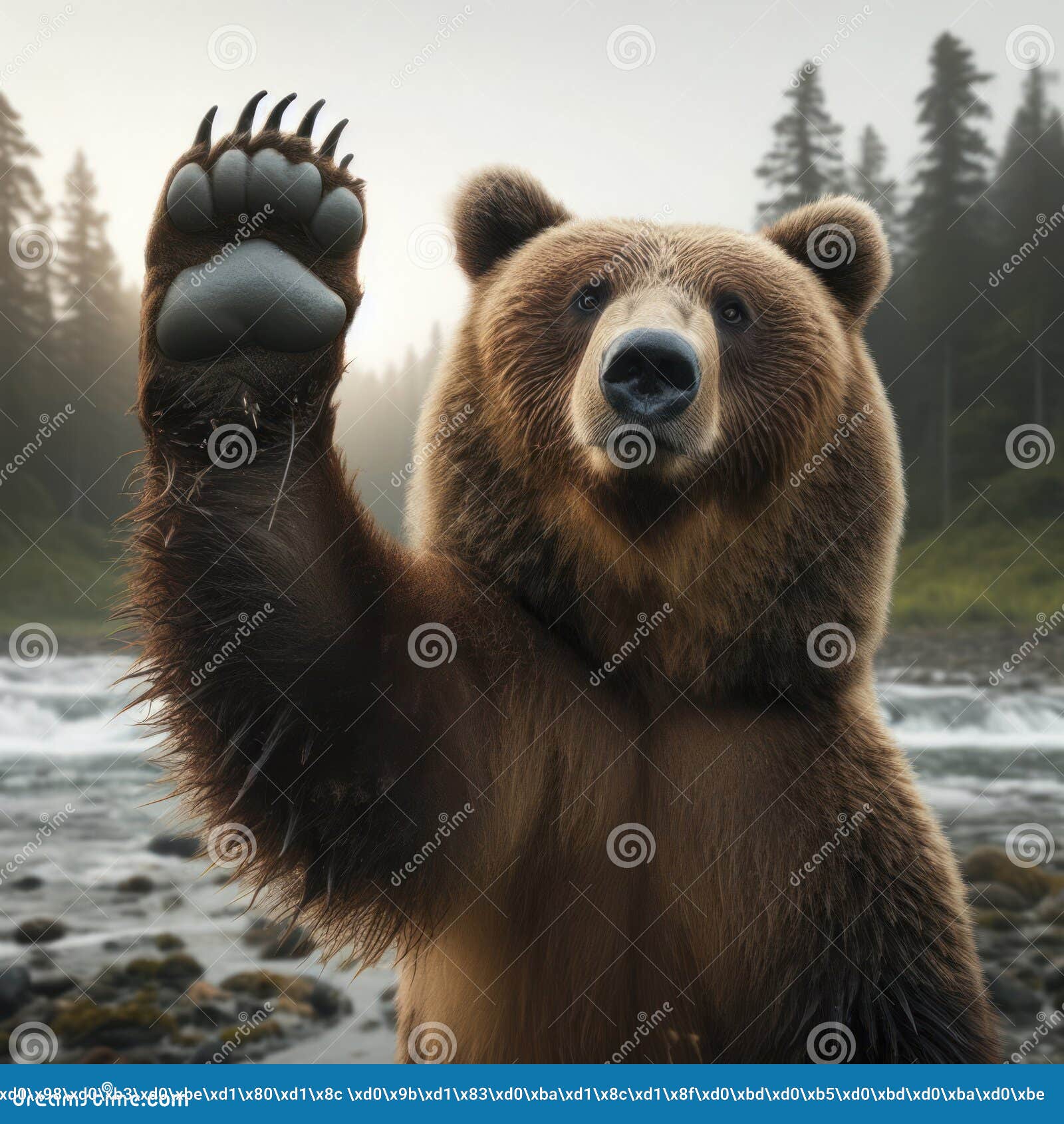 Bear Waving. a Friendly Grizzly Bear in the Wild Waving at the Camera ...
