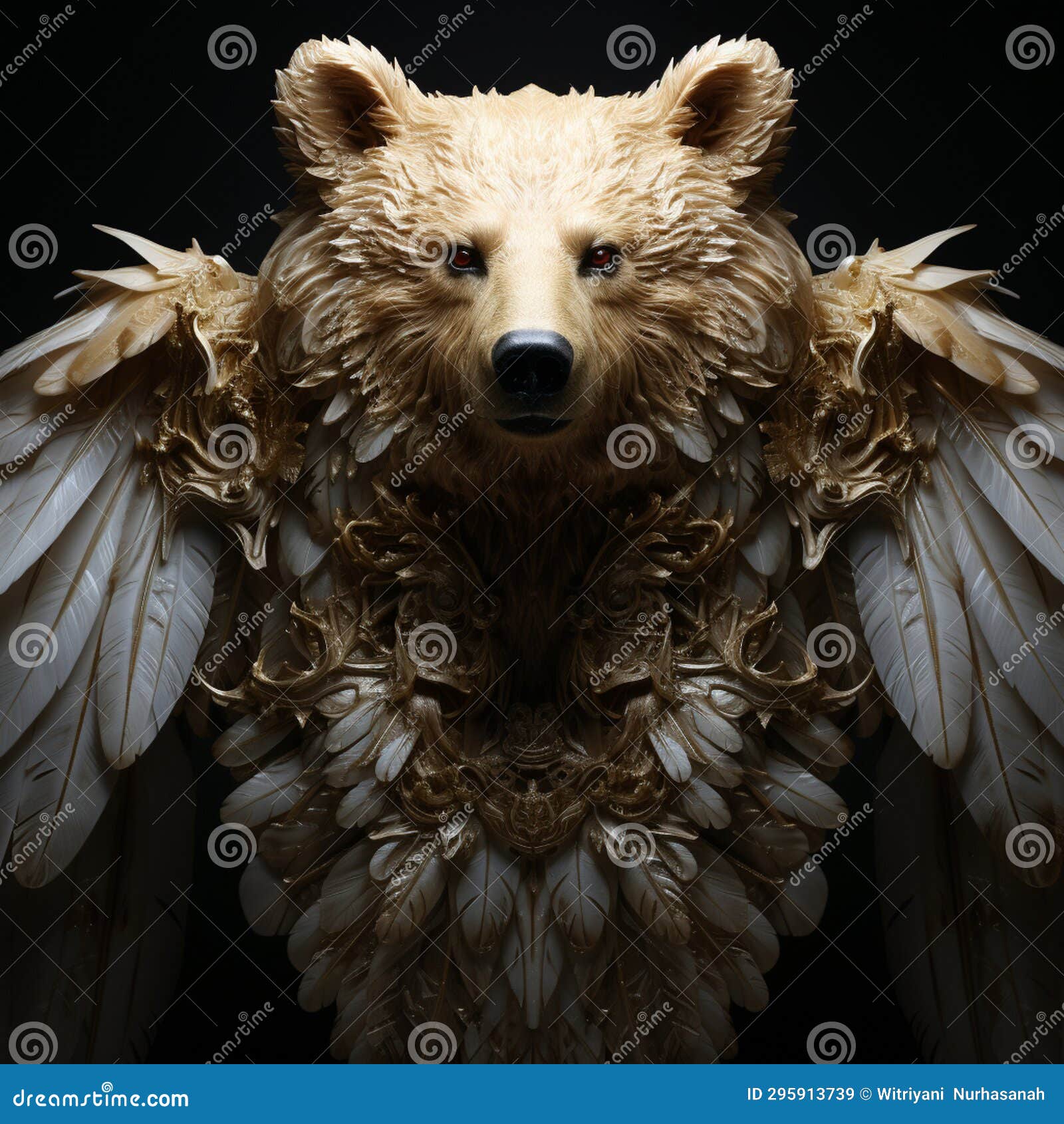 Bear with Wings Angel on Black Backgroundbear with Wings Angel on Black ...