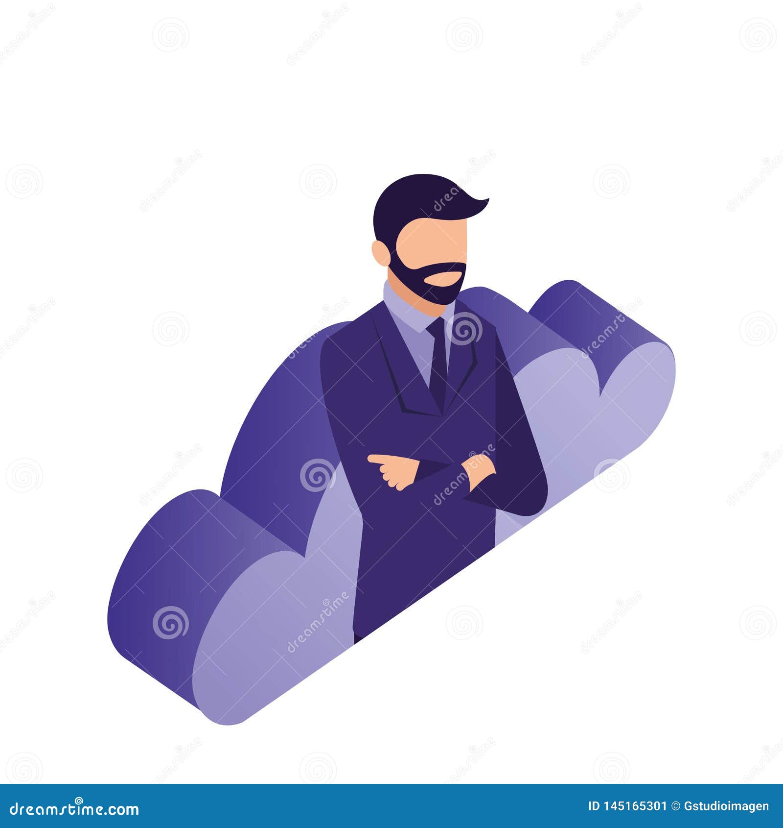 Beard Businessman Cloud Computing Storage Stock Vector - Illustration ...