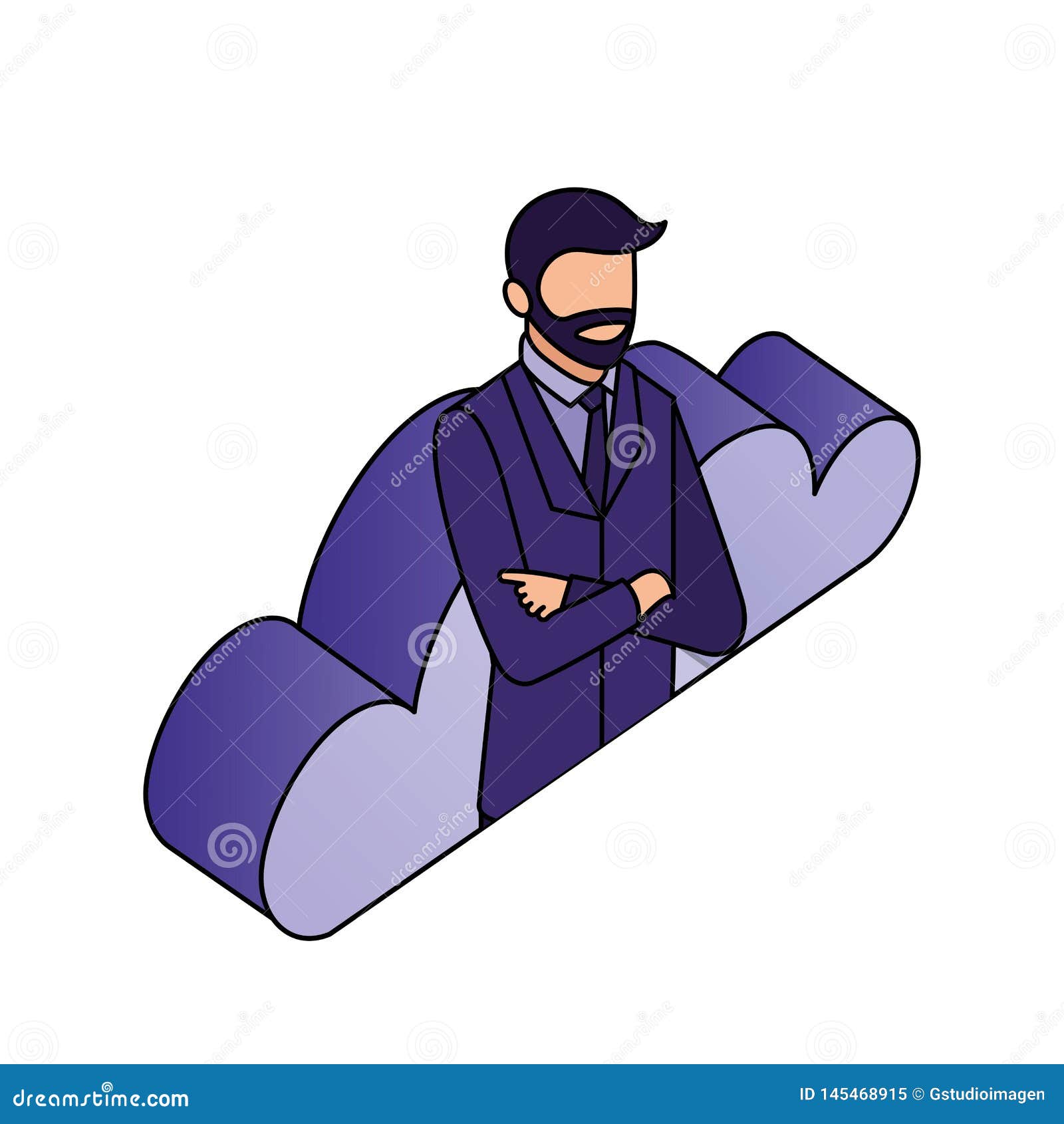 Beard Businessman Cloud Computing Storage Stock Vector - Illustration ...
