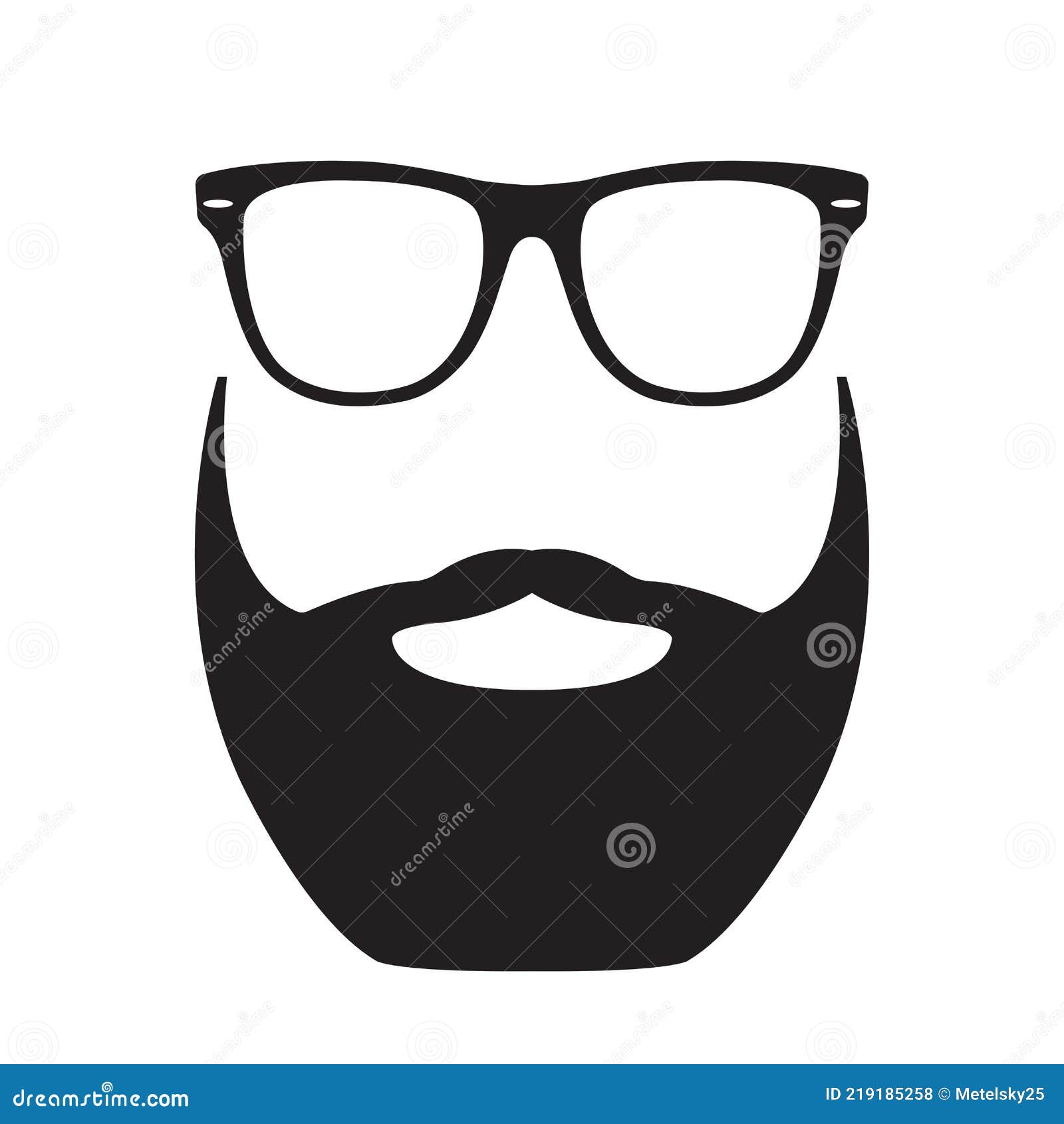 Beard With Glasses Hipster Face Silhouette Stock Vector Illustration