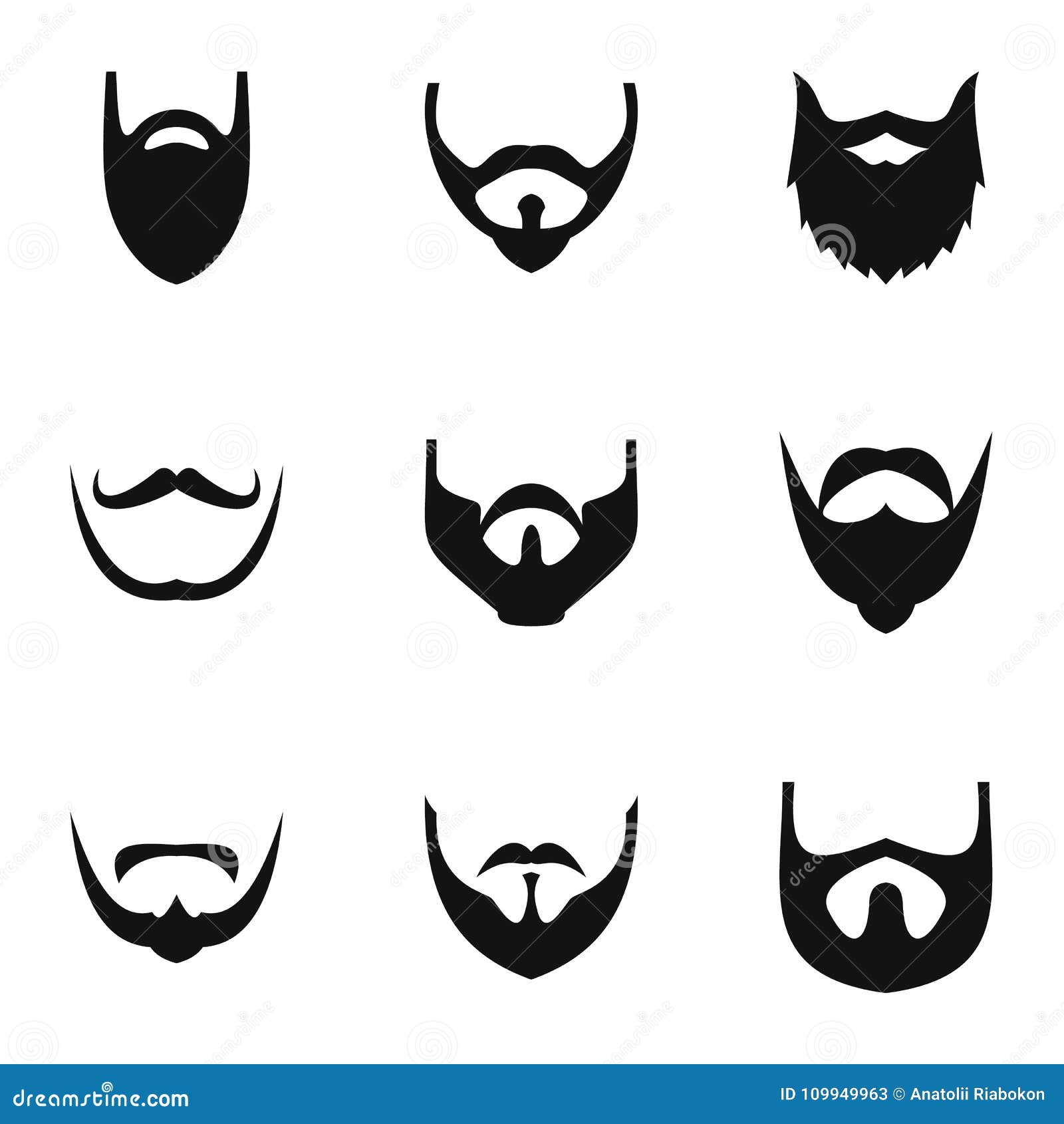 Beard Icons Set, Simple Style Stock Vector - Illustration of mustache ...