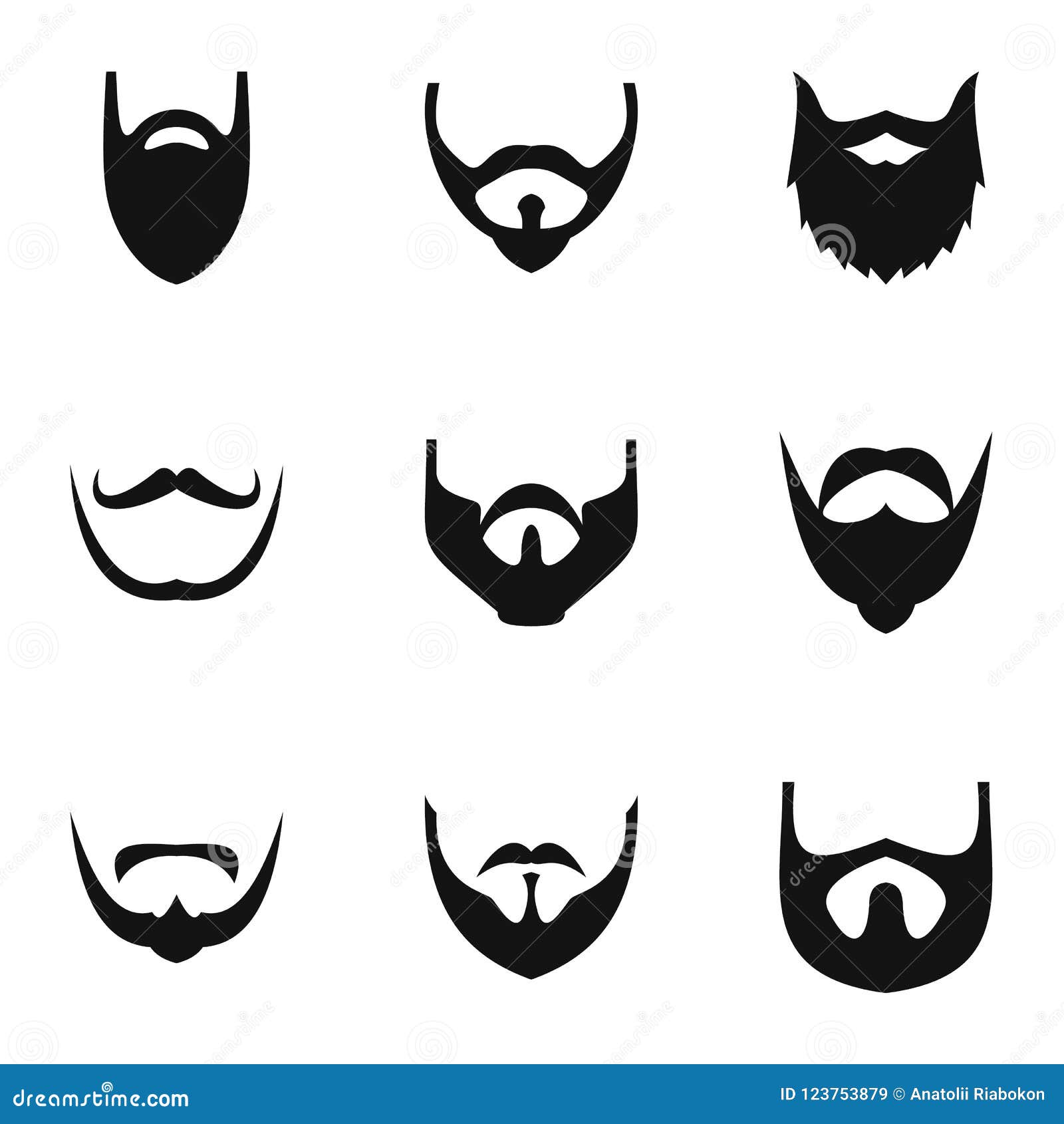 Beard Icons Set, Simple Style Stock Illustration - Illustration of ...