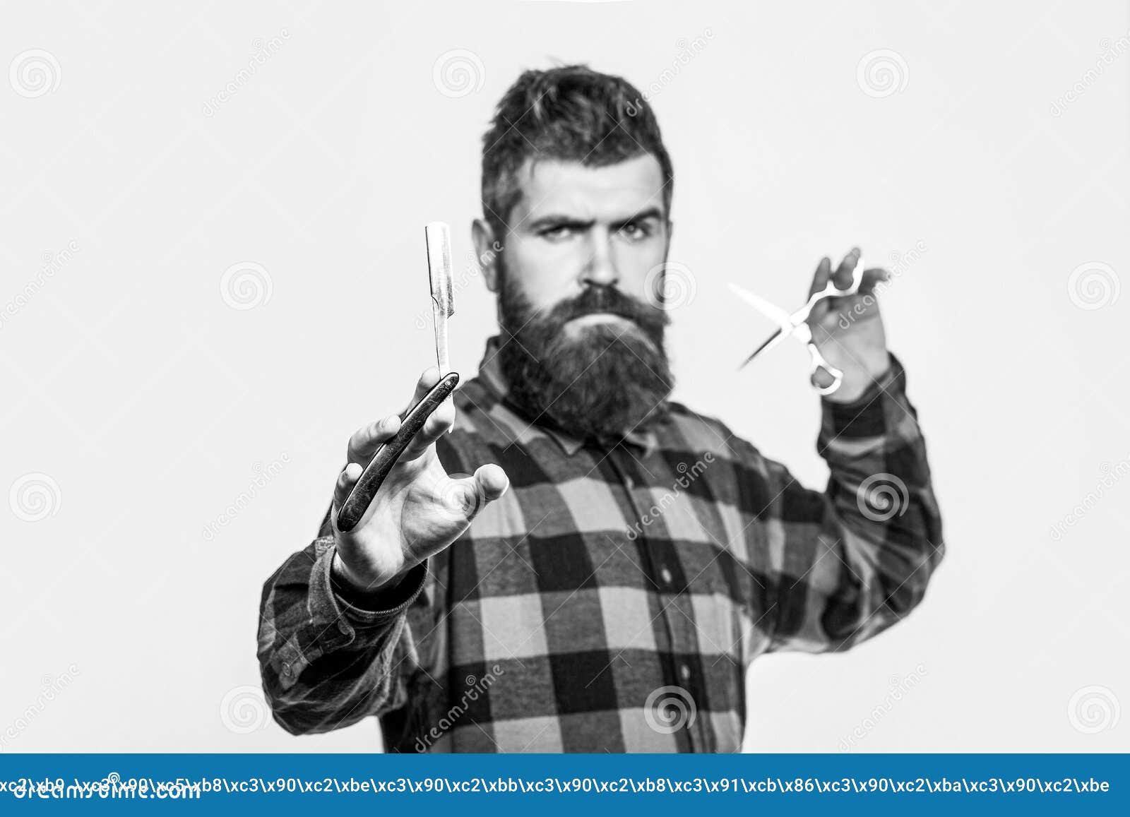 Beard Man Bearded Male Portrait Beard Man Barber Scissors And